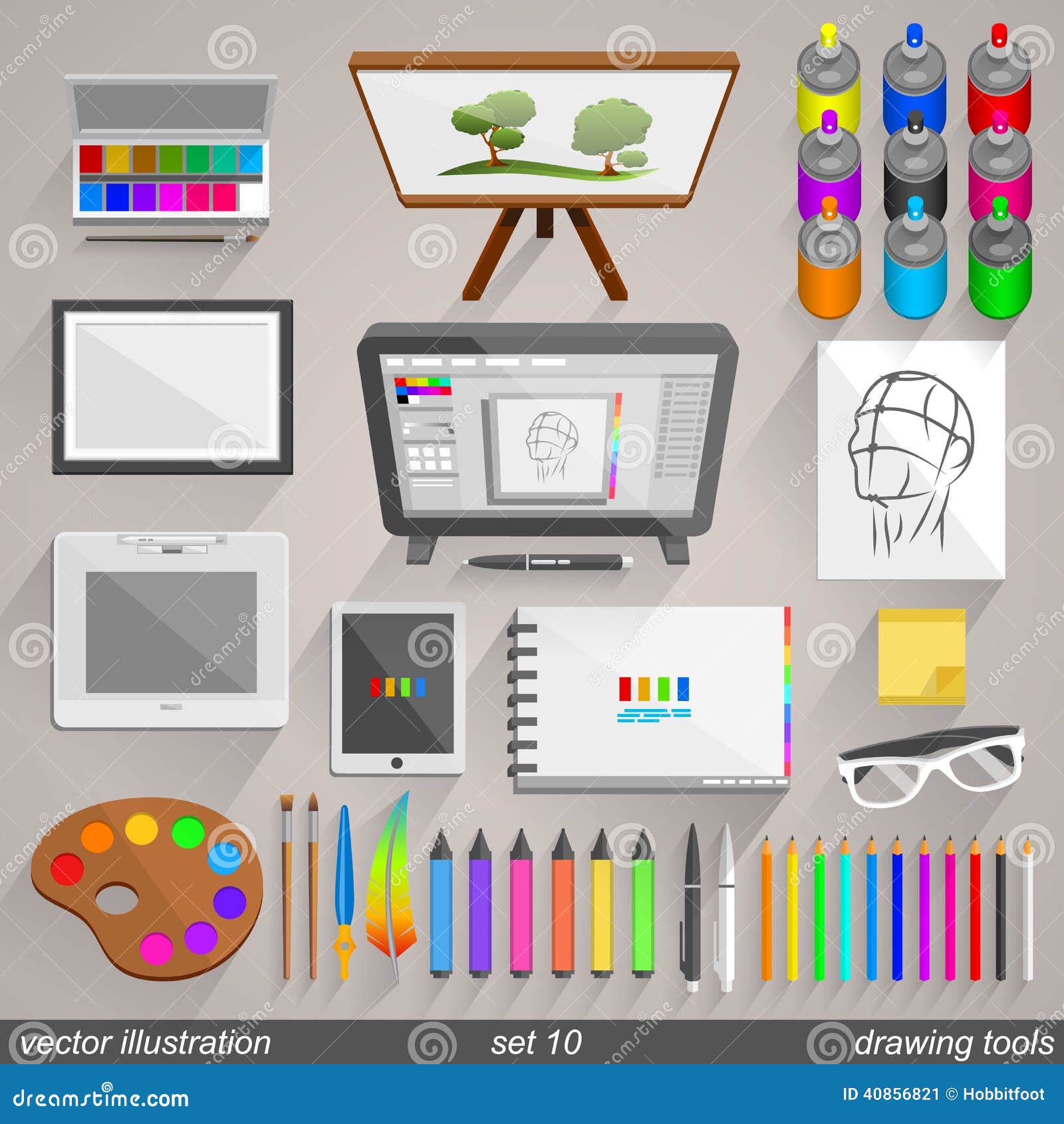 Drawing Tools And Banners Painted By Them Royalty-Free Stock ...