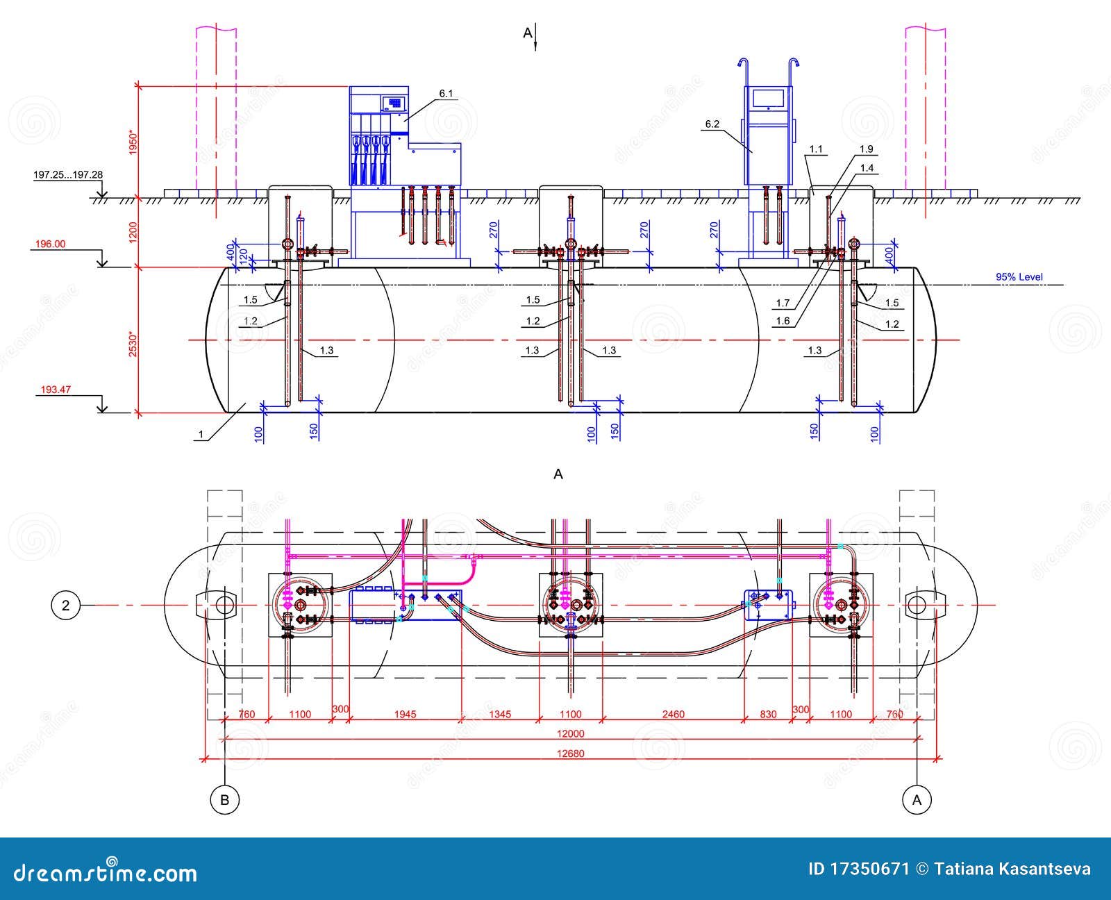 Vector Drawing of the Underground Tank Stock Vector - Illustration of ...