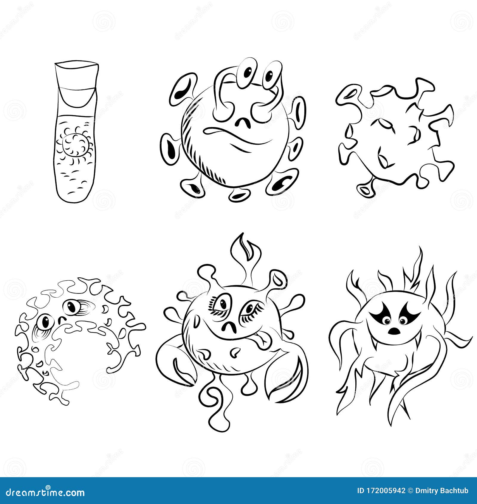 Vector Drawing Of Various Smiling Germs | CartoonDealer.com #172005942