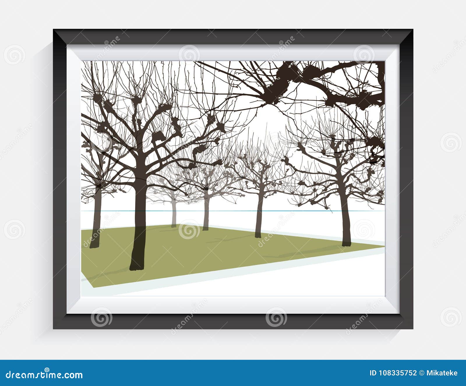 Vector Drawing of Waterfront Park Stock Vector - Illustration of nature ...