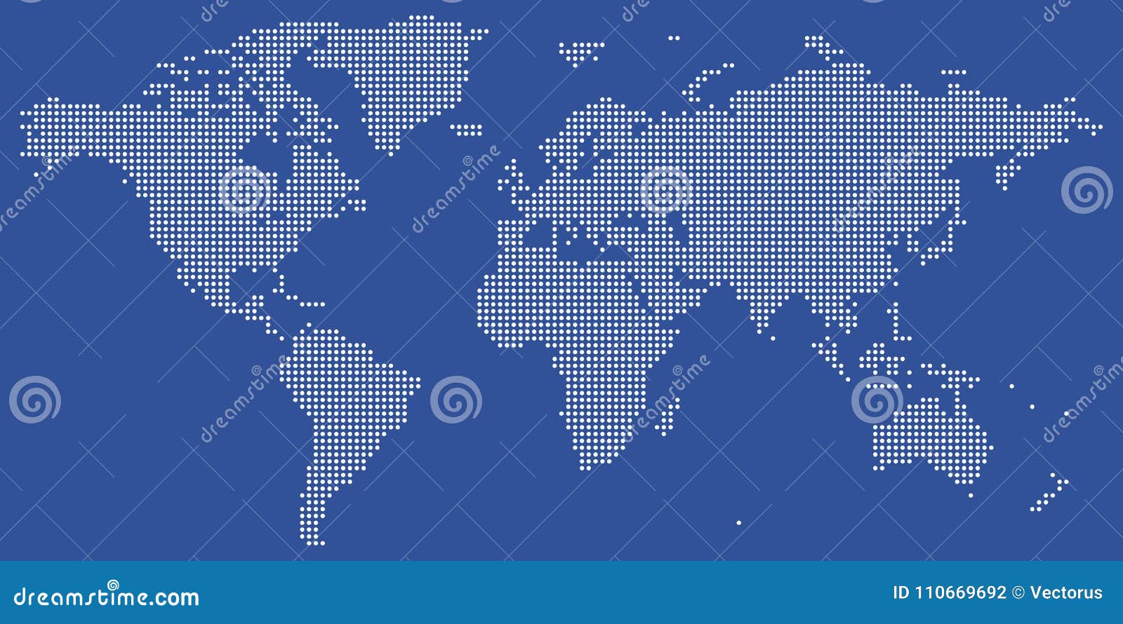 White and Blue Dotted World Map Vector Stock Vector - Illustration of ...