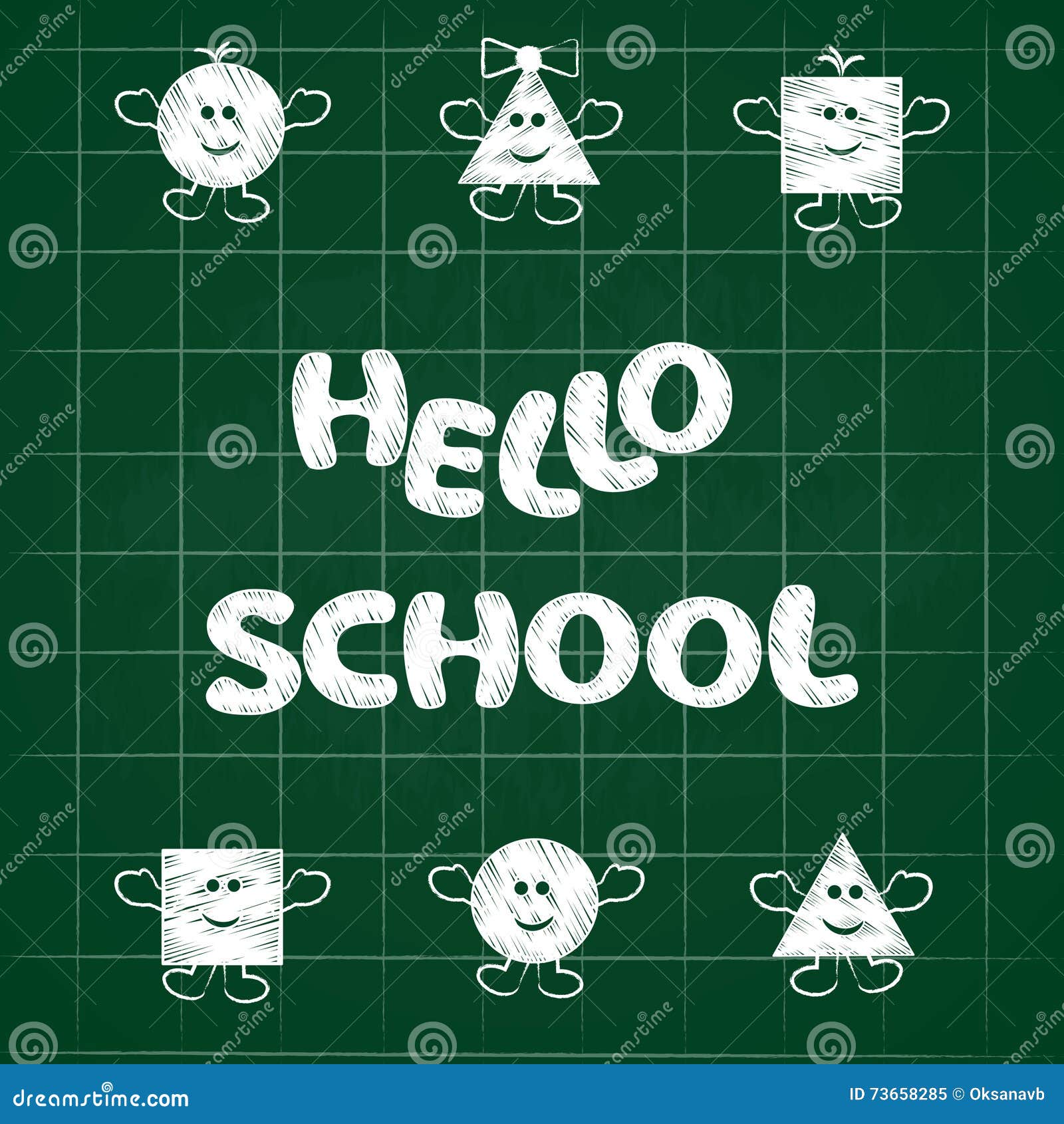 Vector Drawing White Chalk on a Blackboard, Hello School, School ...