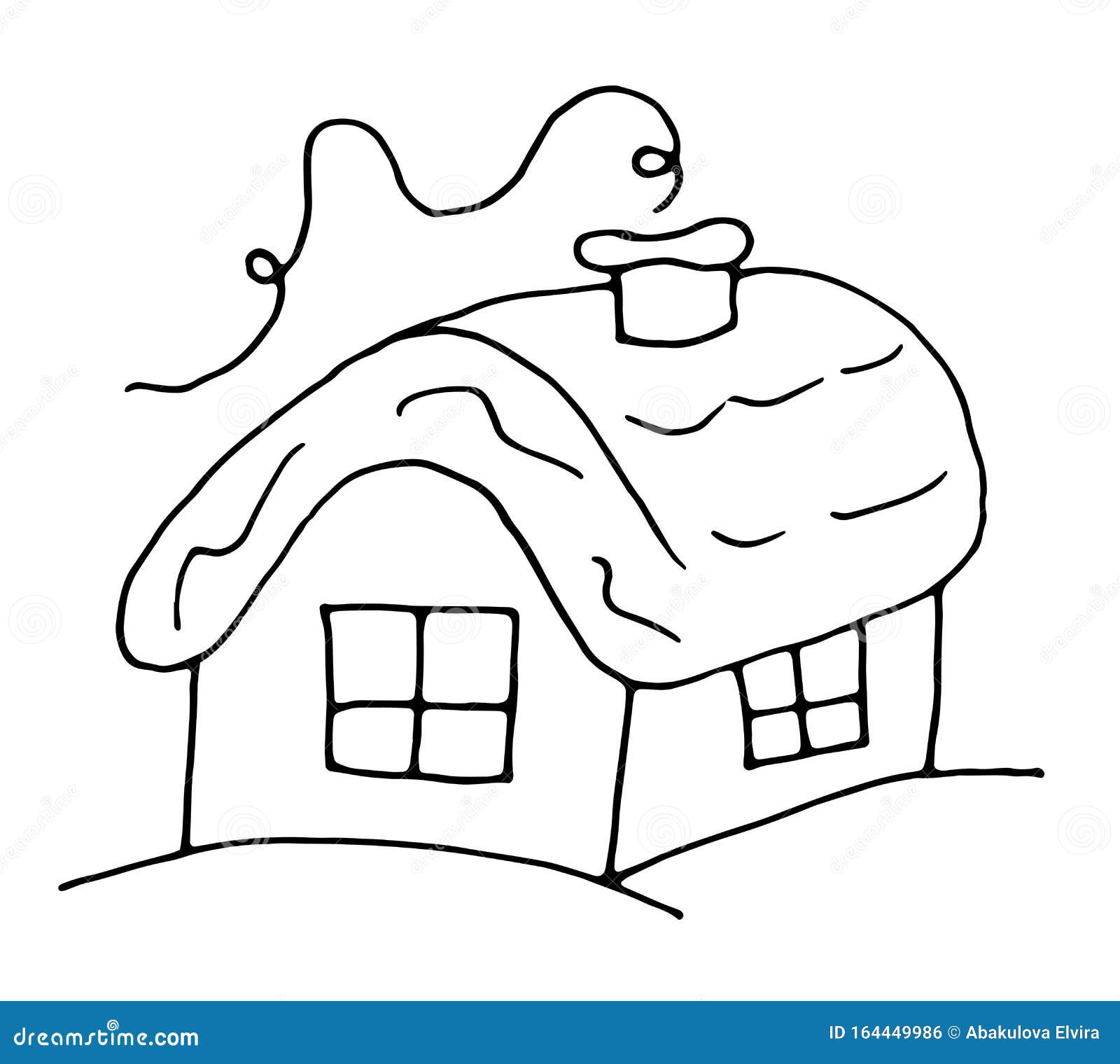 Vector Drawing of a Winter House. Coloring for Children Stock Vector ...