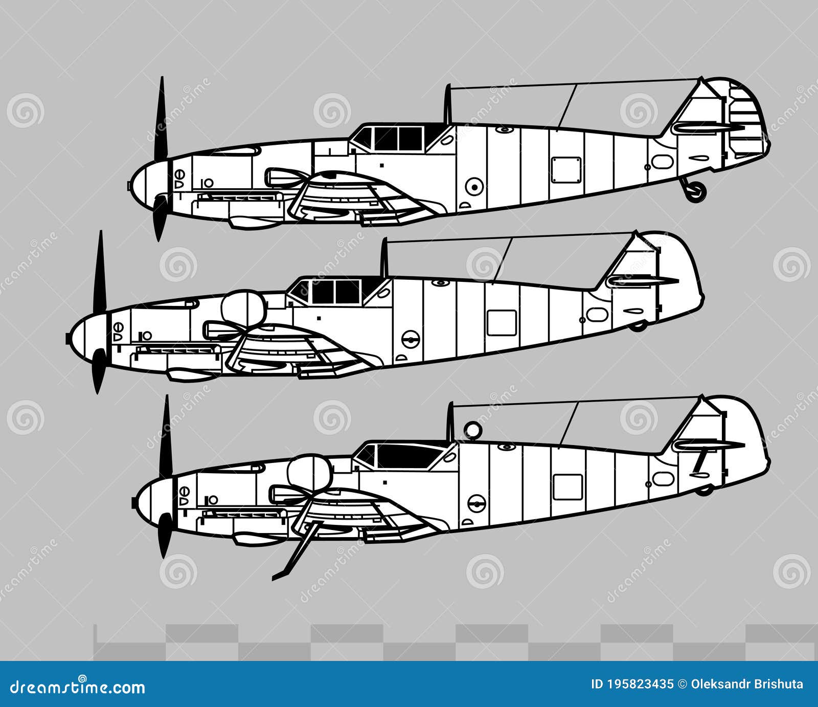 Messerschmitt Bf 109. Vector Drawing of World War 2 Fighter Stock ...