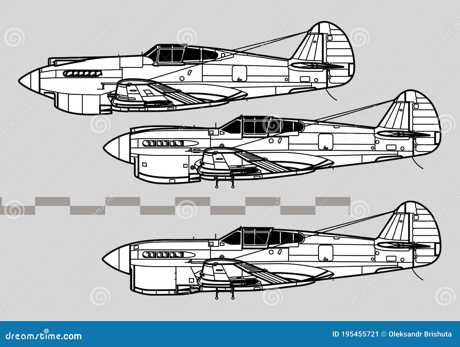 Curtiss P-40 Warhawk. Vector Drawing of World War 2 Fighter. Stock ...