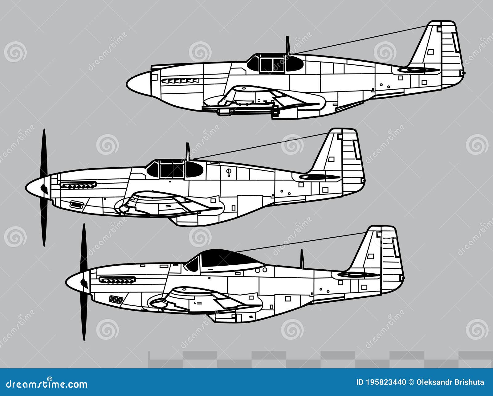 North American P-51 Mustang. Vector Drawing of World War 2 Fighter ...