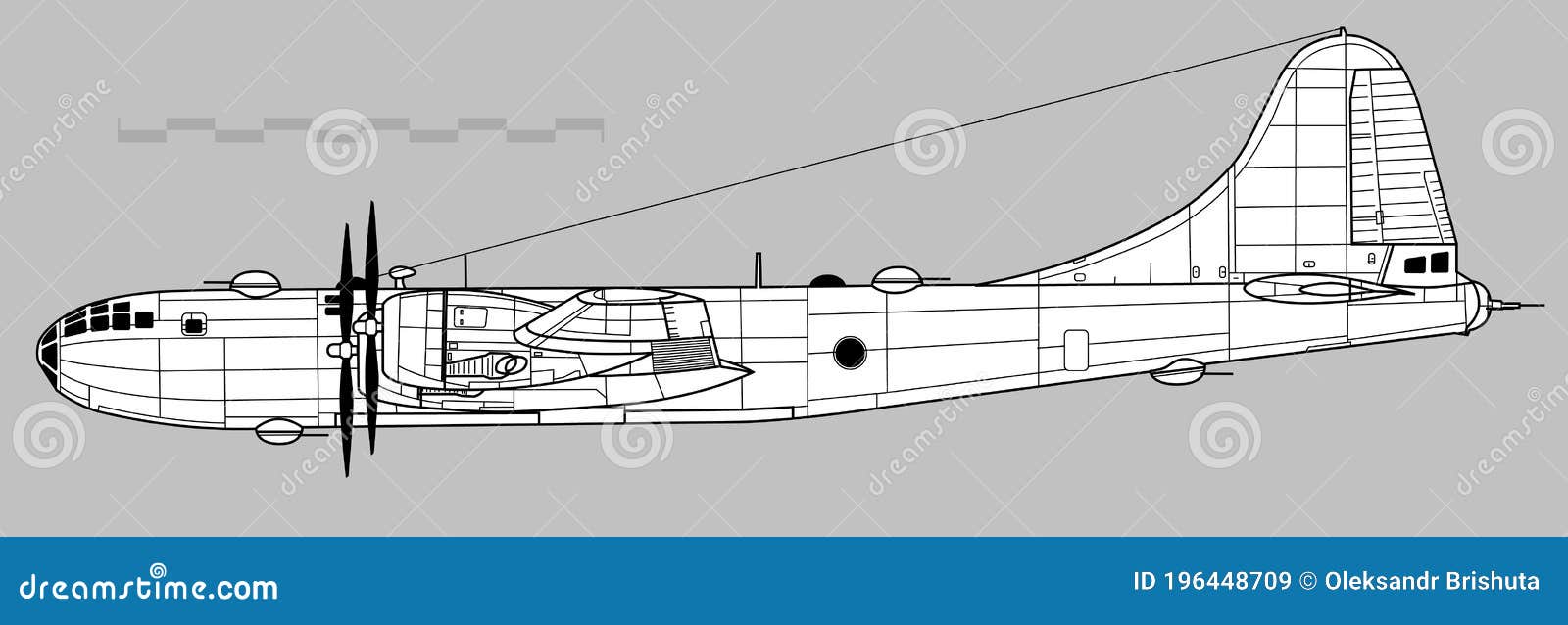 Boeing B-29 Superfortress. Vector Drawing Of World War 2 Heavy Bomber ...
