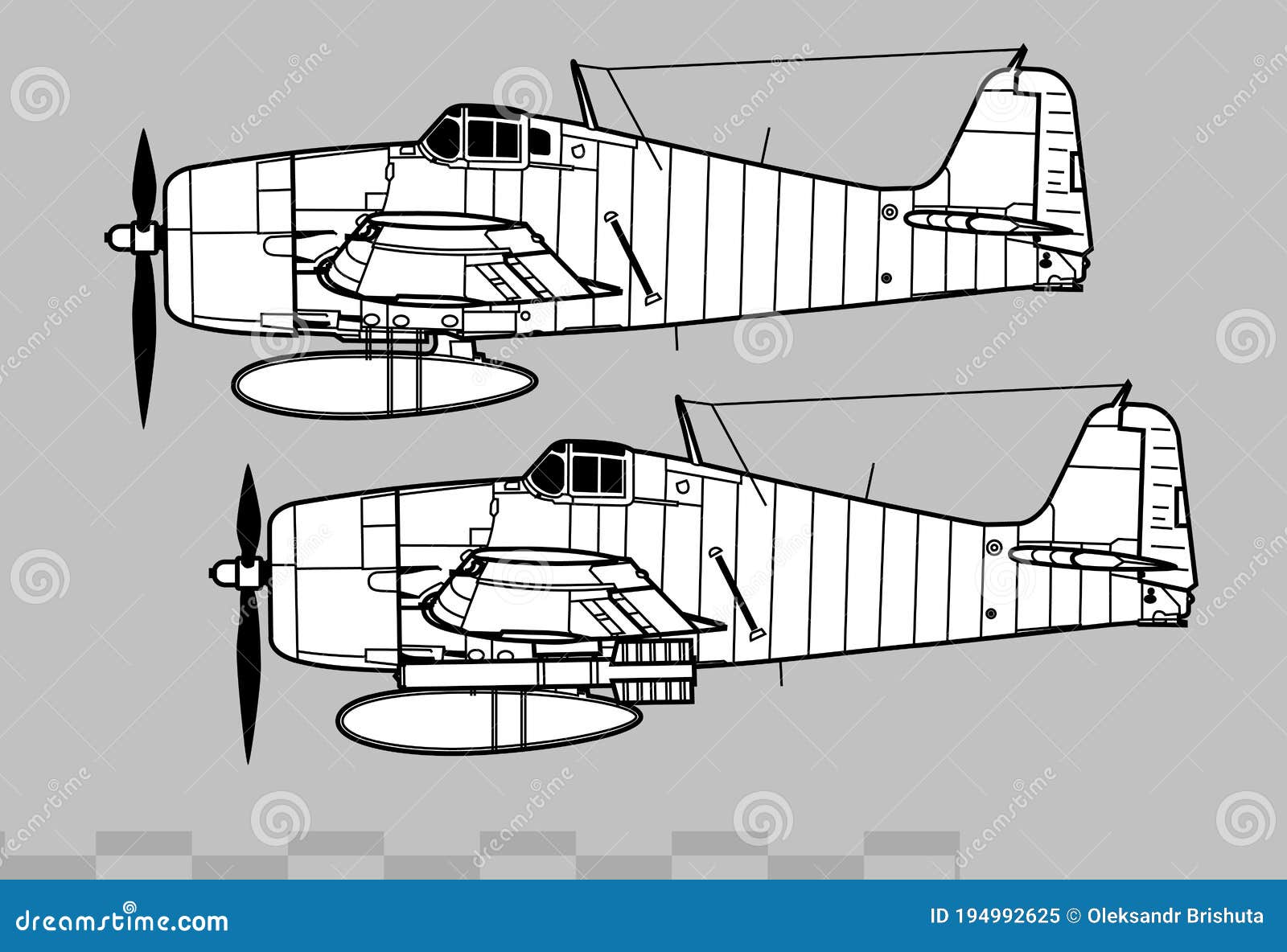 Grumman F6F Hellcat. Vector Drawing Of World War 2 Navy Fighter ...