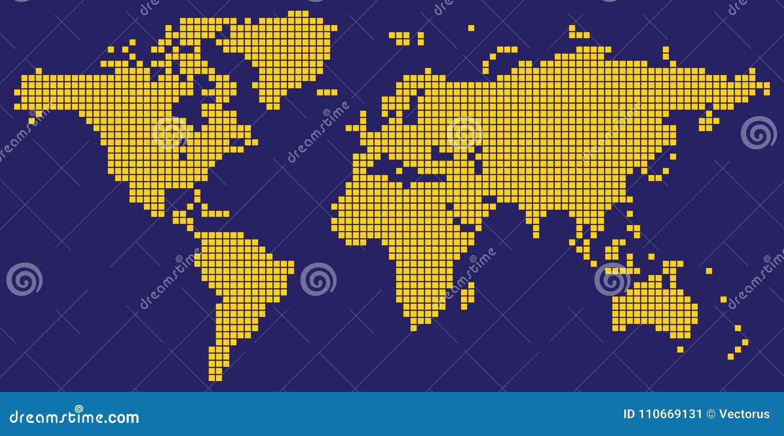 Yellow Square Dotted World Map Vector Stock Vector - Illustration of ...