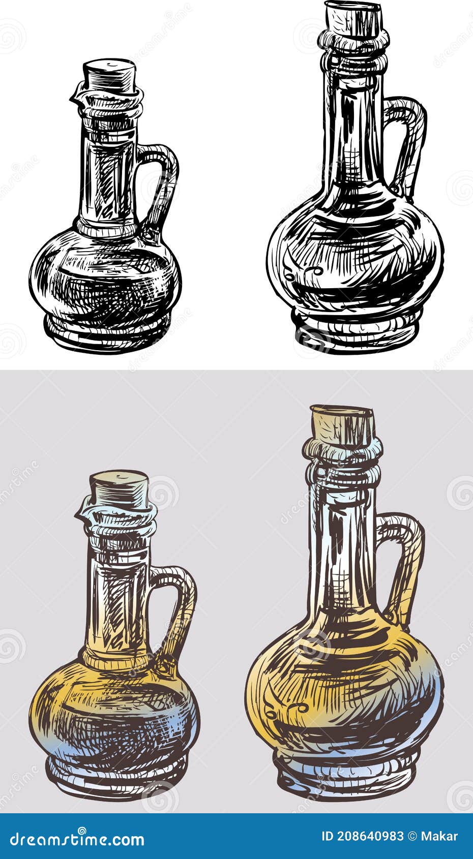 Vector Drawings of Bottles with Vegetable Oil Stock Vector ...