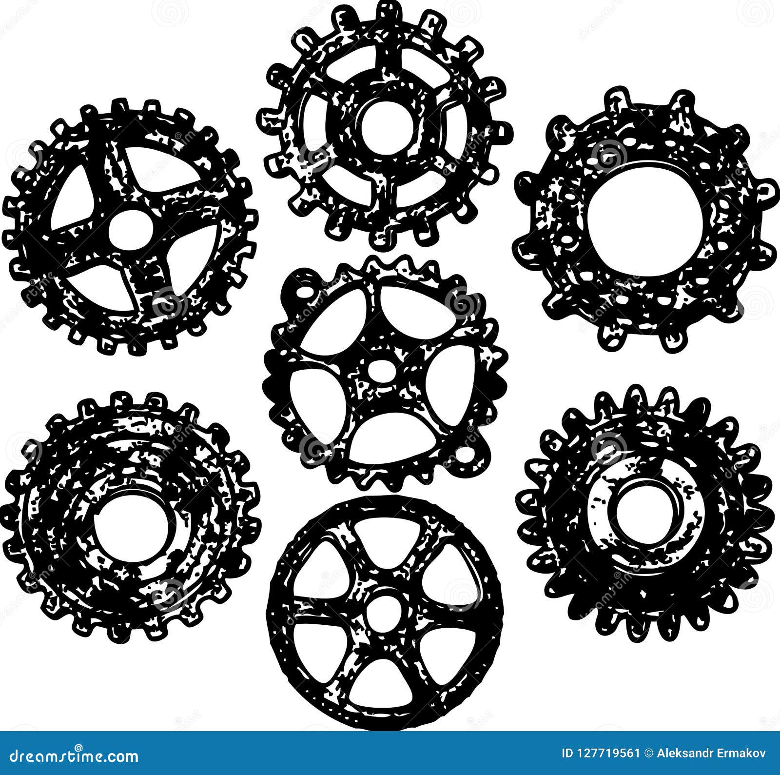 Set of different gears stock vector. Illustration of factory - 127719561
