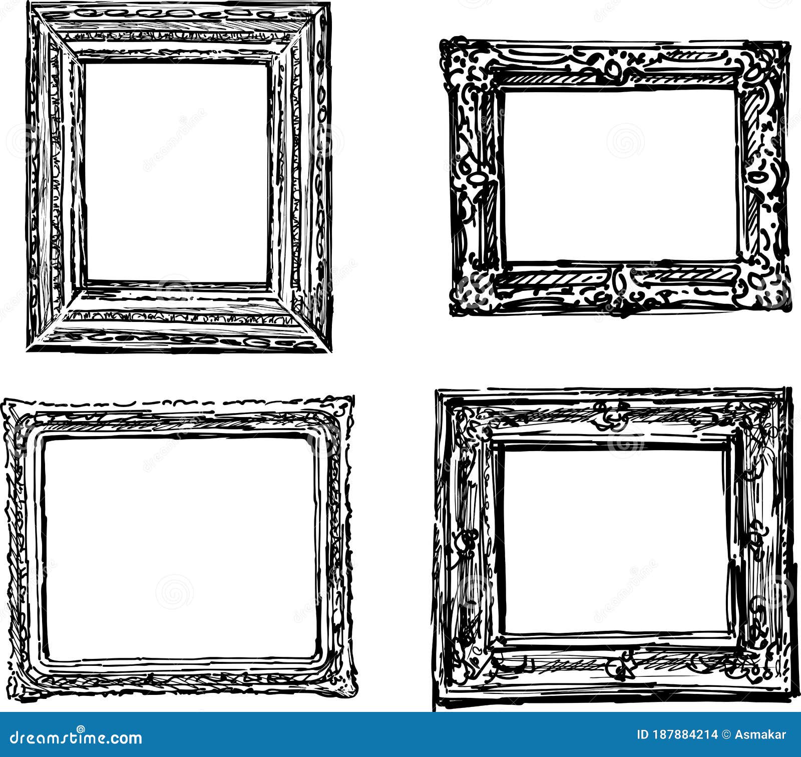 Vector Drawings of Different Wooden Decorative Frames for Pictures ...