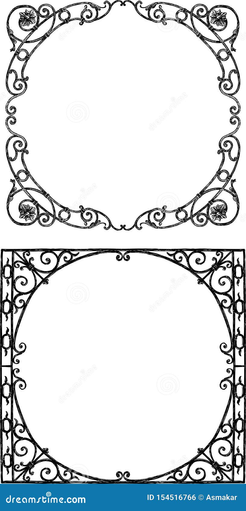 Vector Drawings of Ornate Frames in the Vintage Style Stock Vector ...