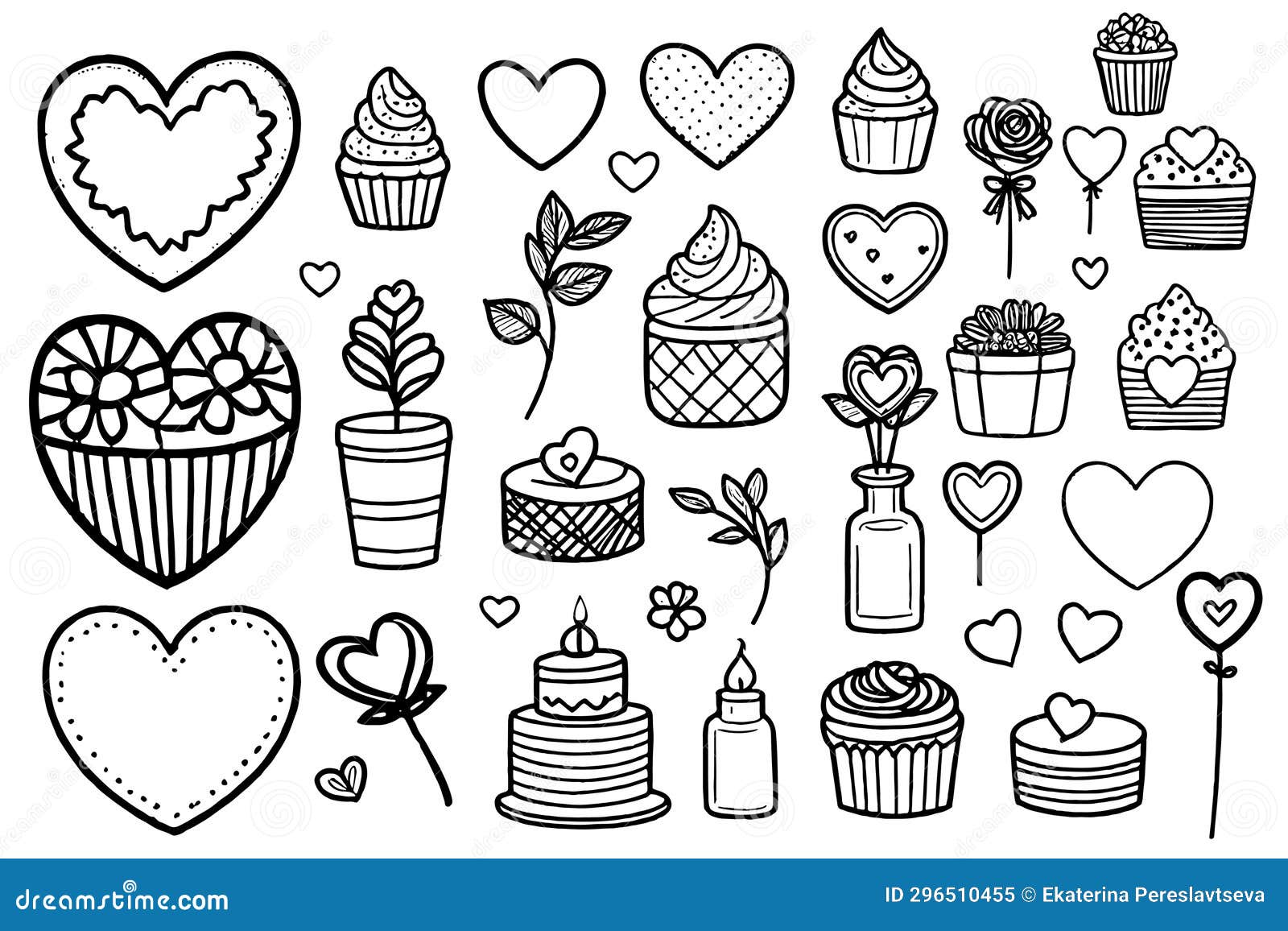 Vector with Drawings for Valentine S Day. Sketch Set Hand Drawn Design ...