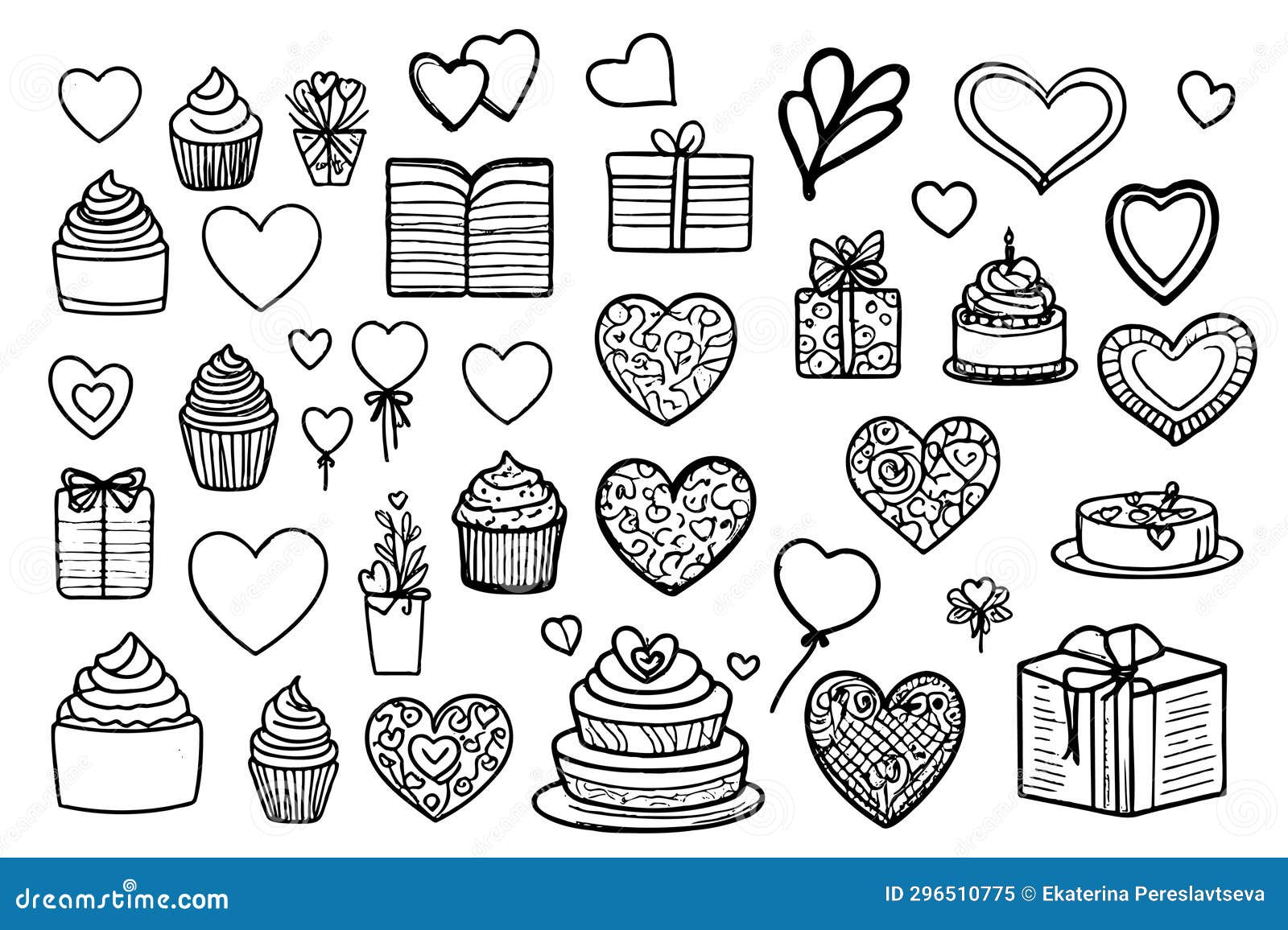 Vector with Drawings for Valentine S Day. Sketch Set Hand Drawn Design ...
