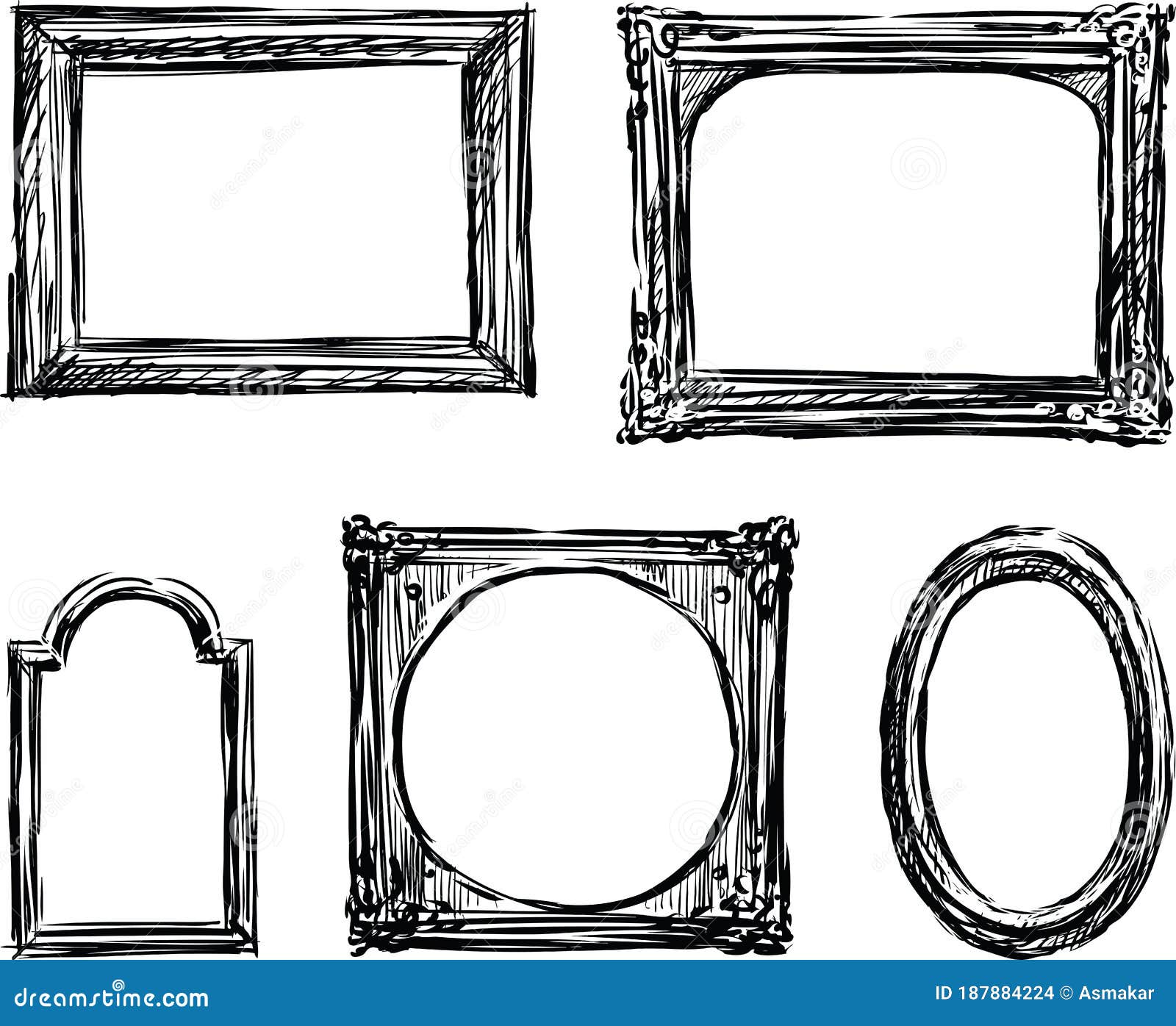 Vector Drawings of Various Old Wooden Framing Stock Vector ...