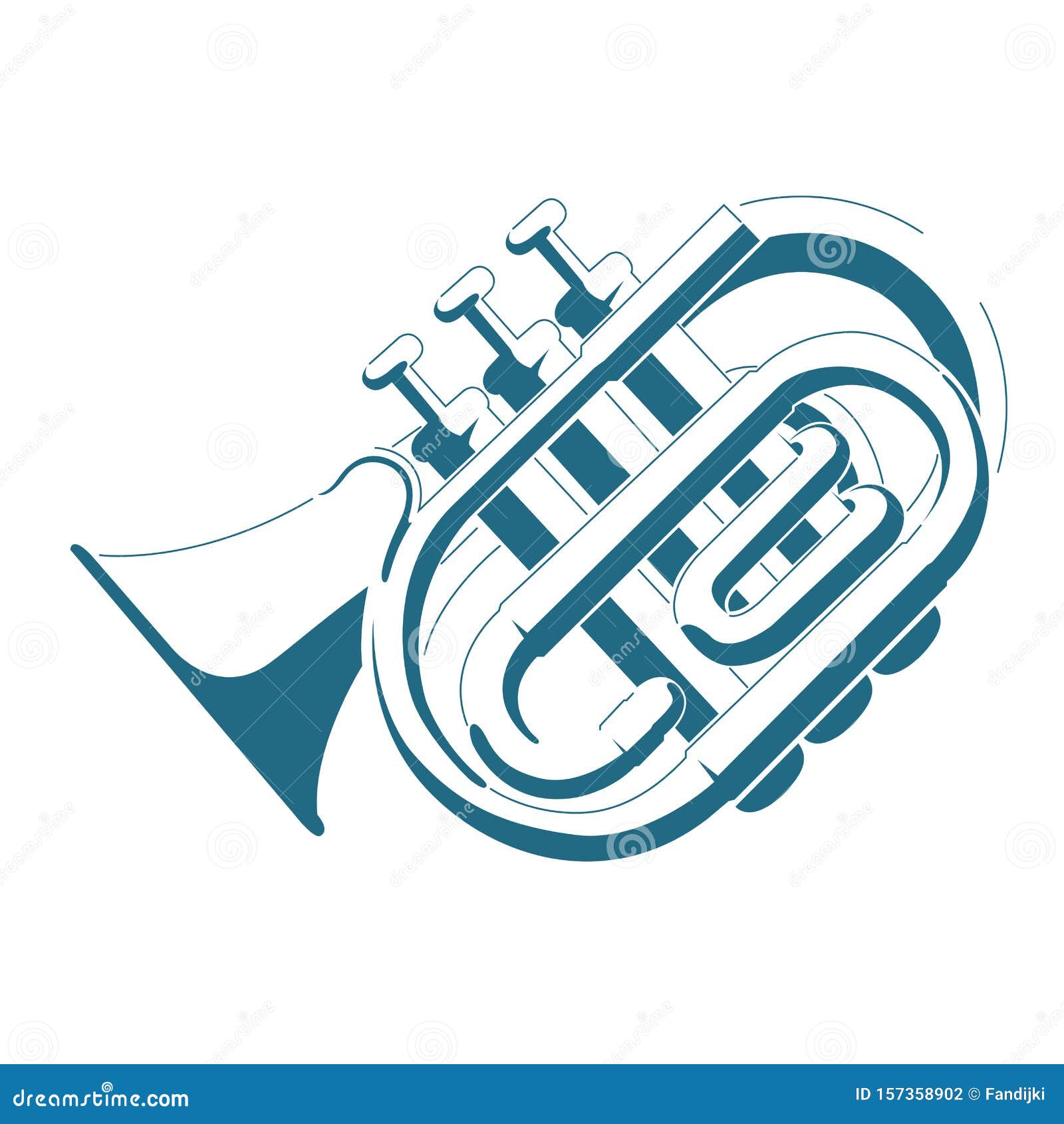 Vector drawn cornet. stock vector. Illustration of instrument - 157358902