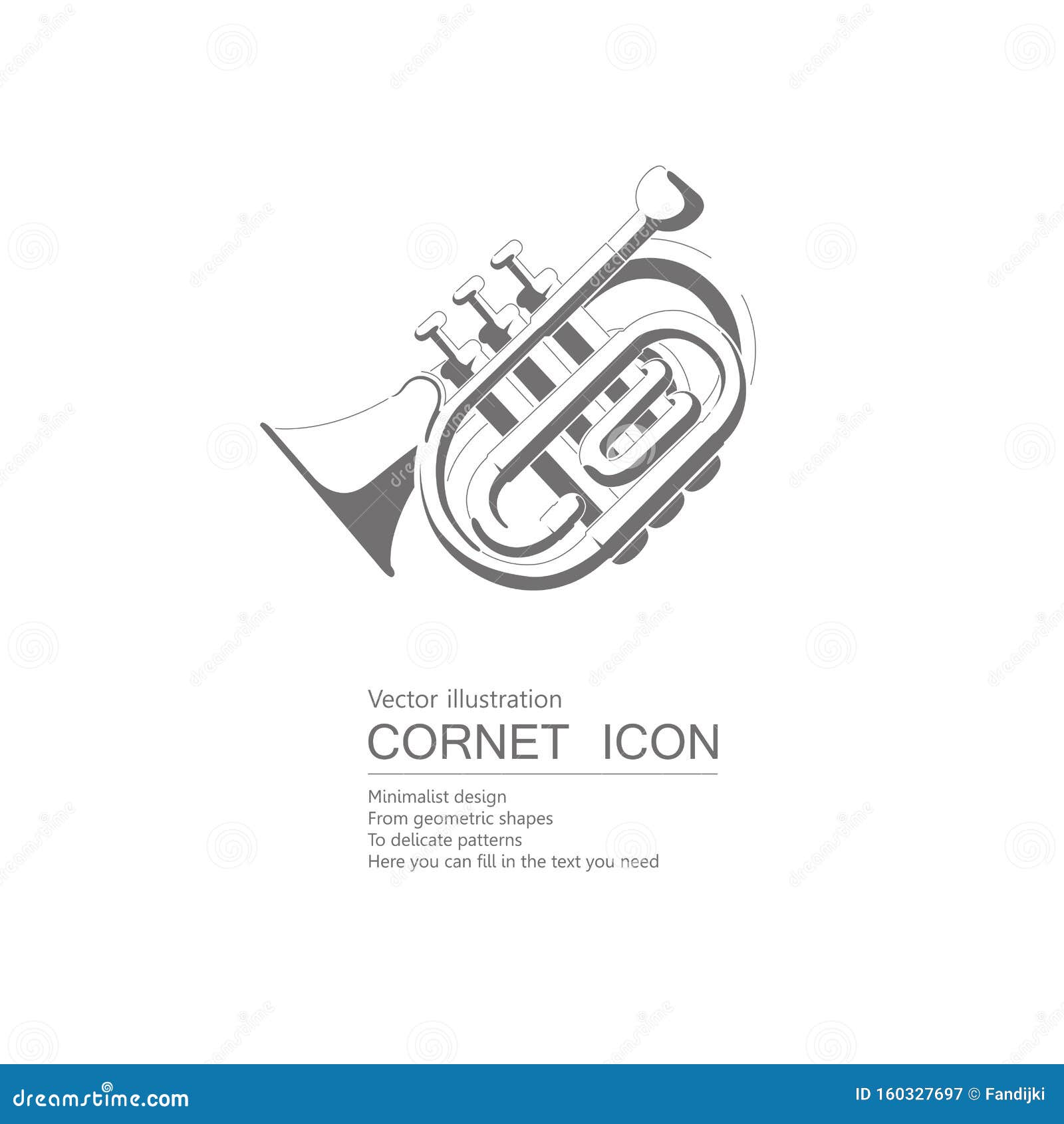 Vector drawn cornet. stock vector. Illustration of equipment - 160327697