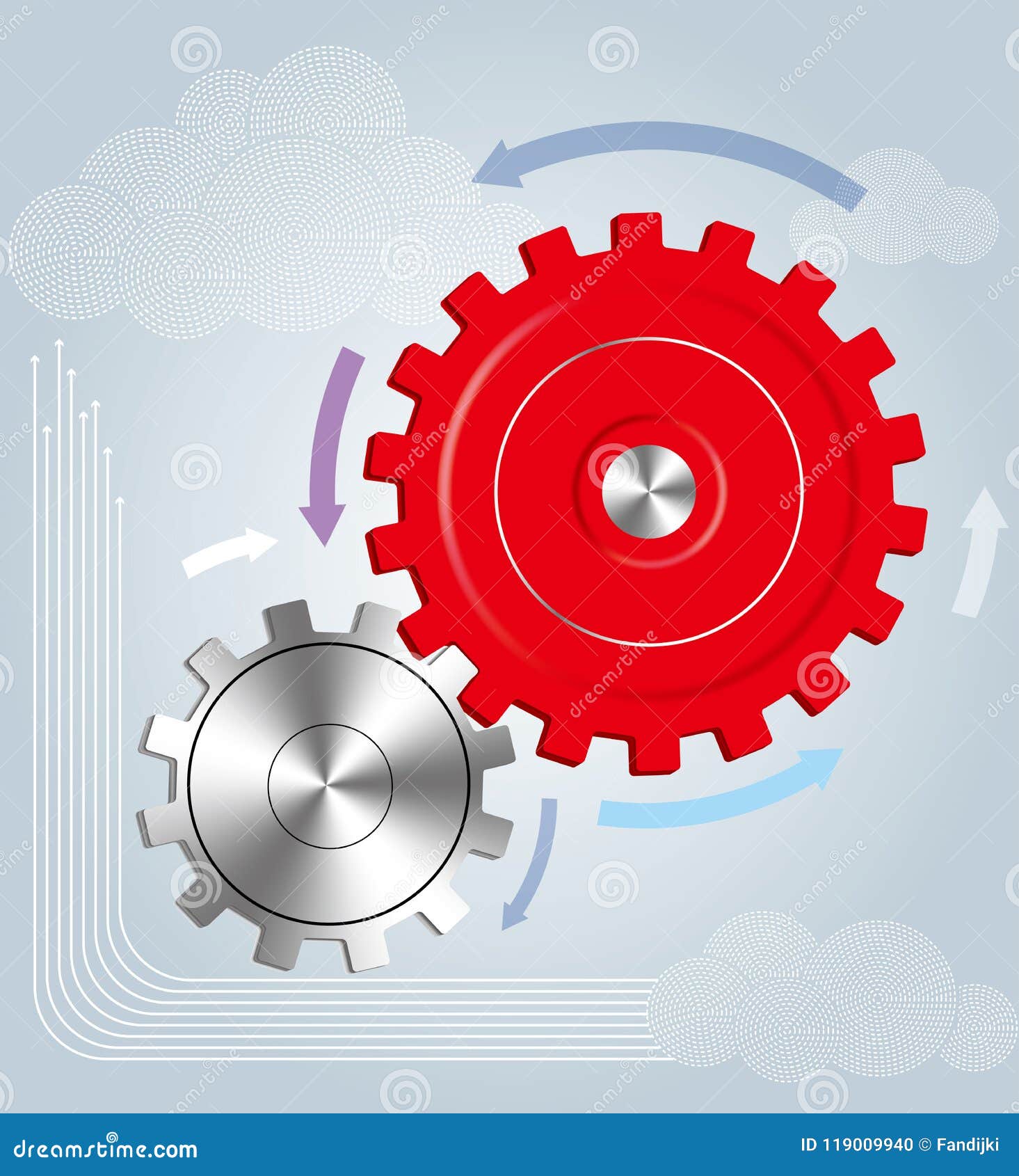 Vector Drawn Gears, Image Uses Mesh Gradients. Stock Vector ...