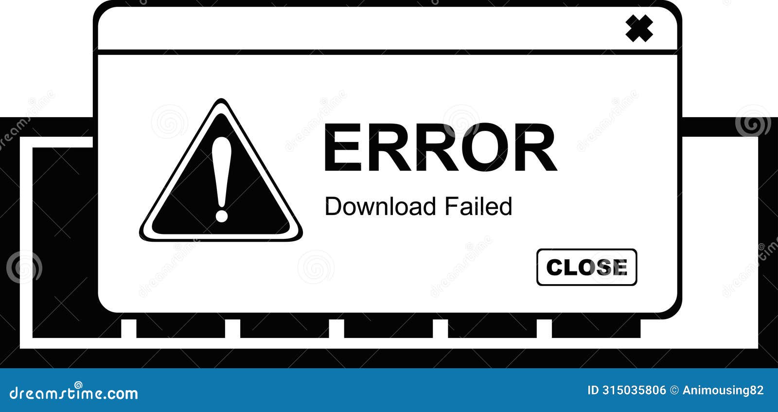 Vector Drawn Illustration Black and White Icon Download Failed Error ...