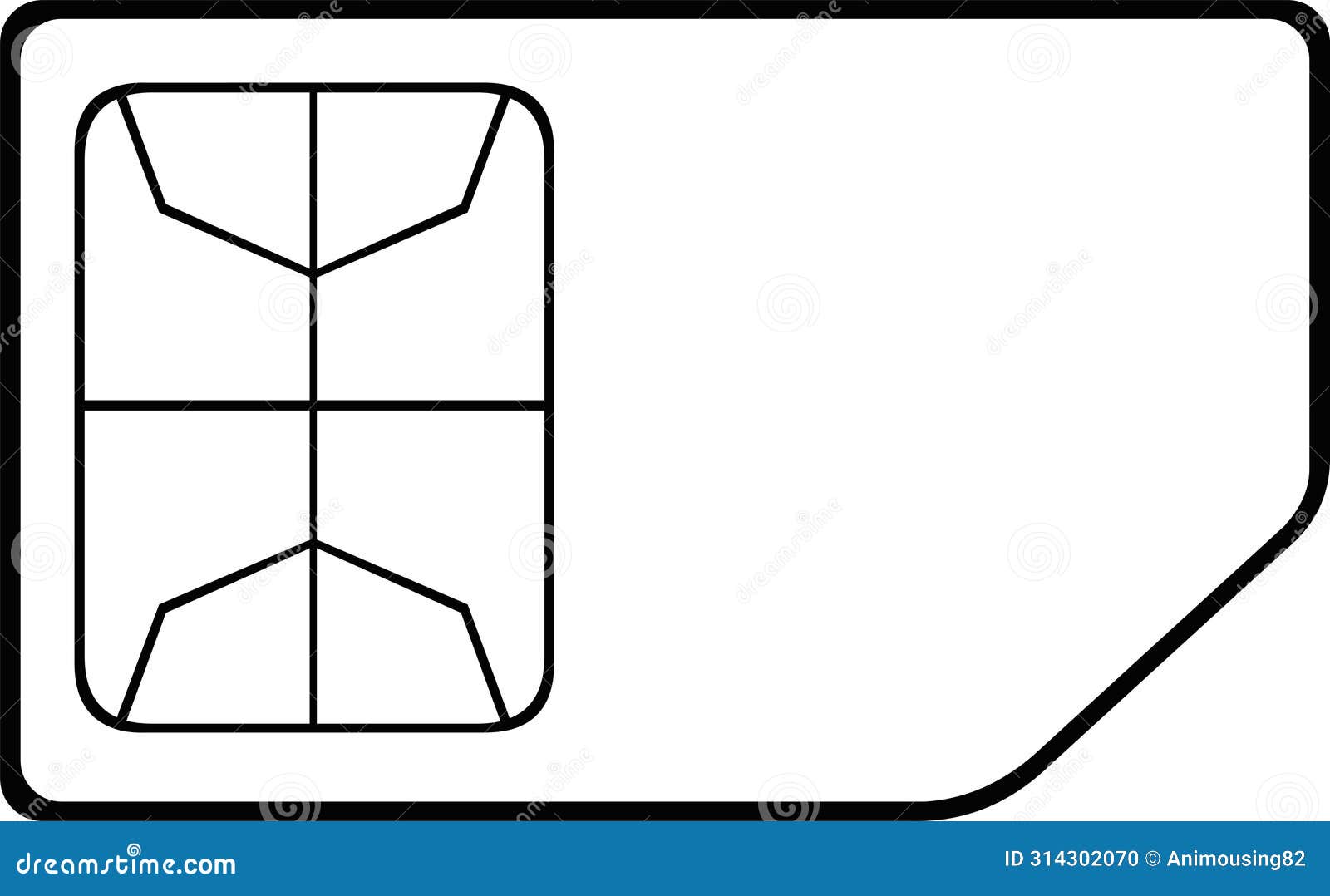 Vector Drawn Illustration Black and White Icon SIM Card Smartphone ...