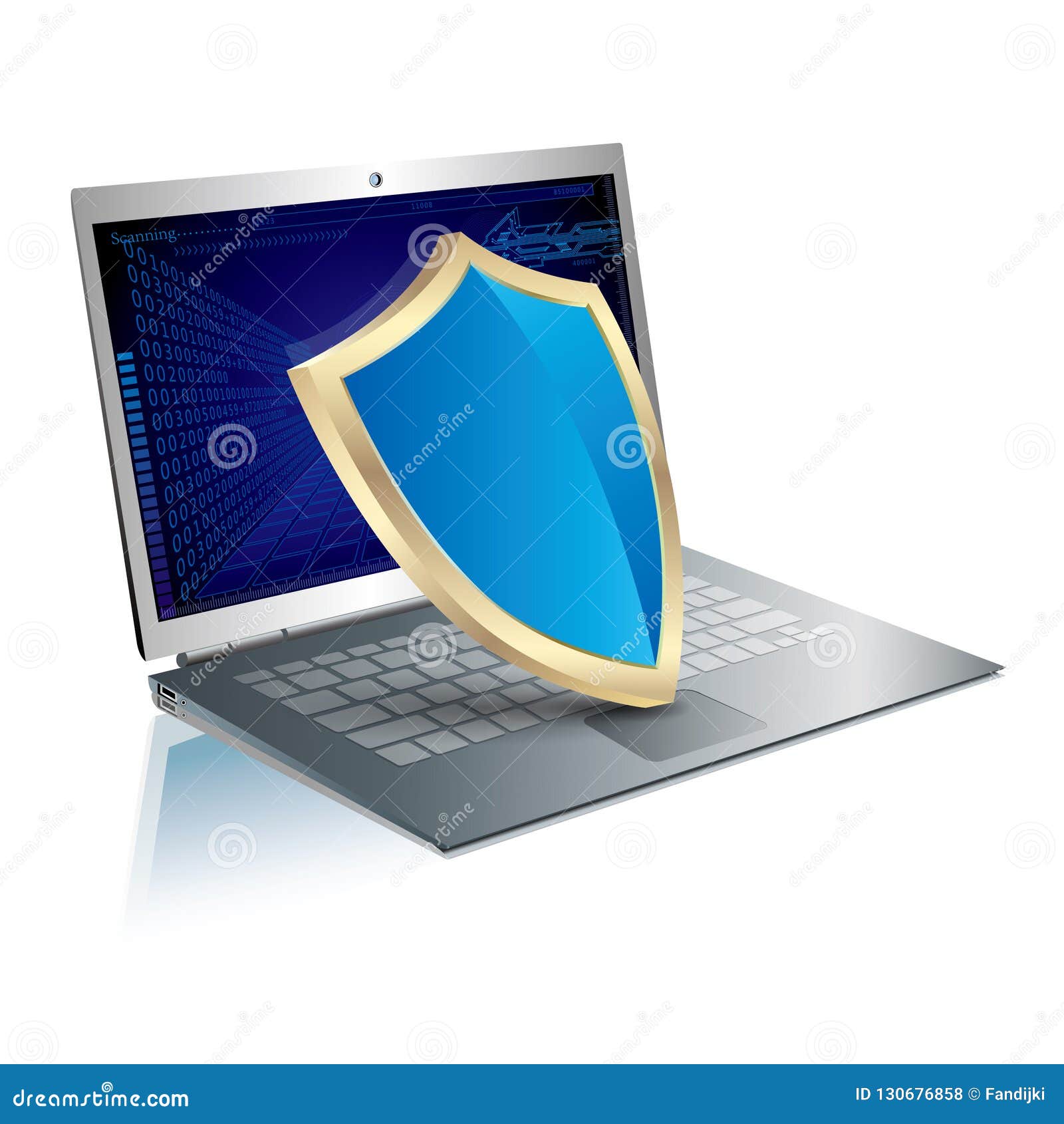 Vector Drawn Laptop, Firewall. | CartoonDealer.com #130676858