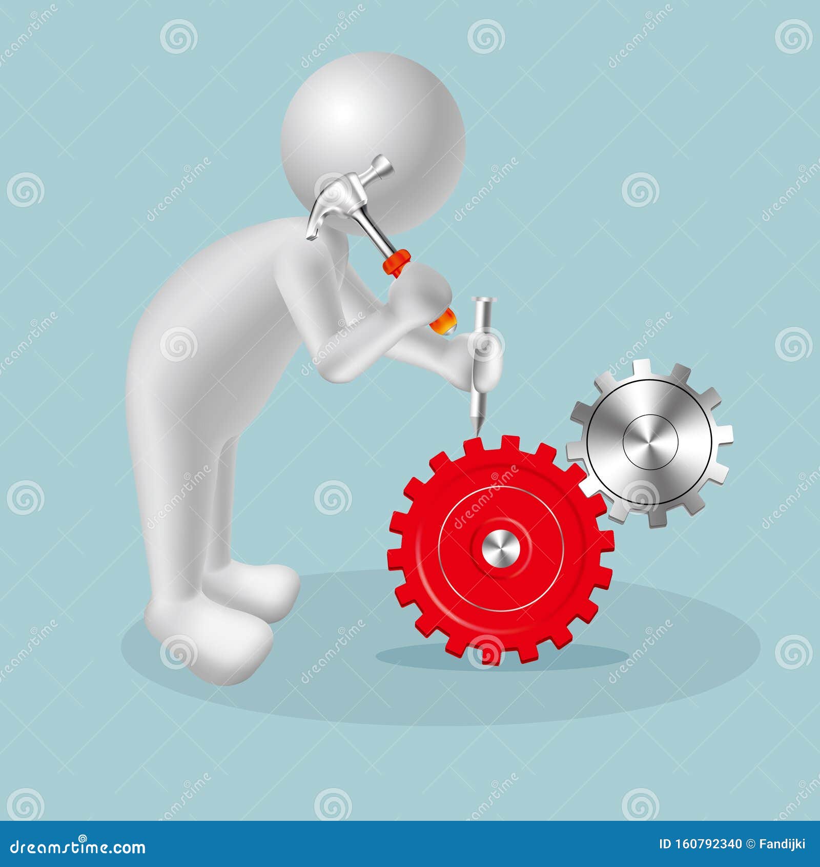 Vector Drawn People Symbol,Repair Work is in Progress. Stock Vector ...