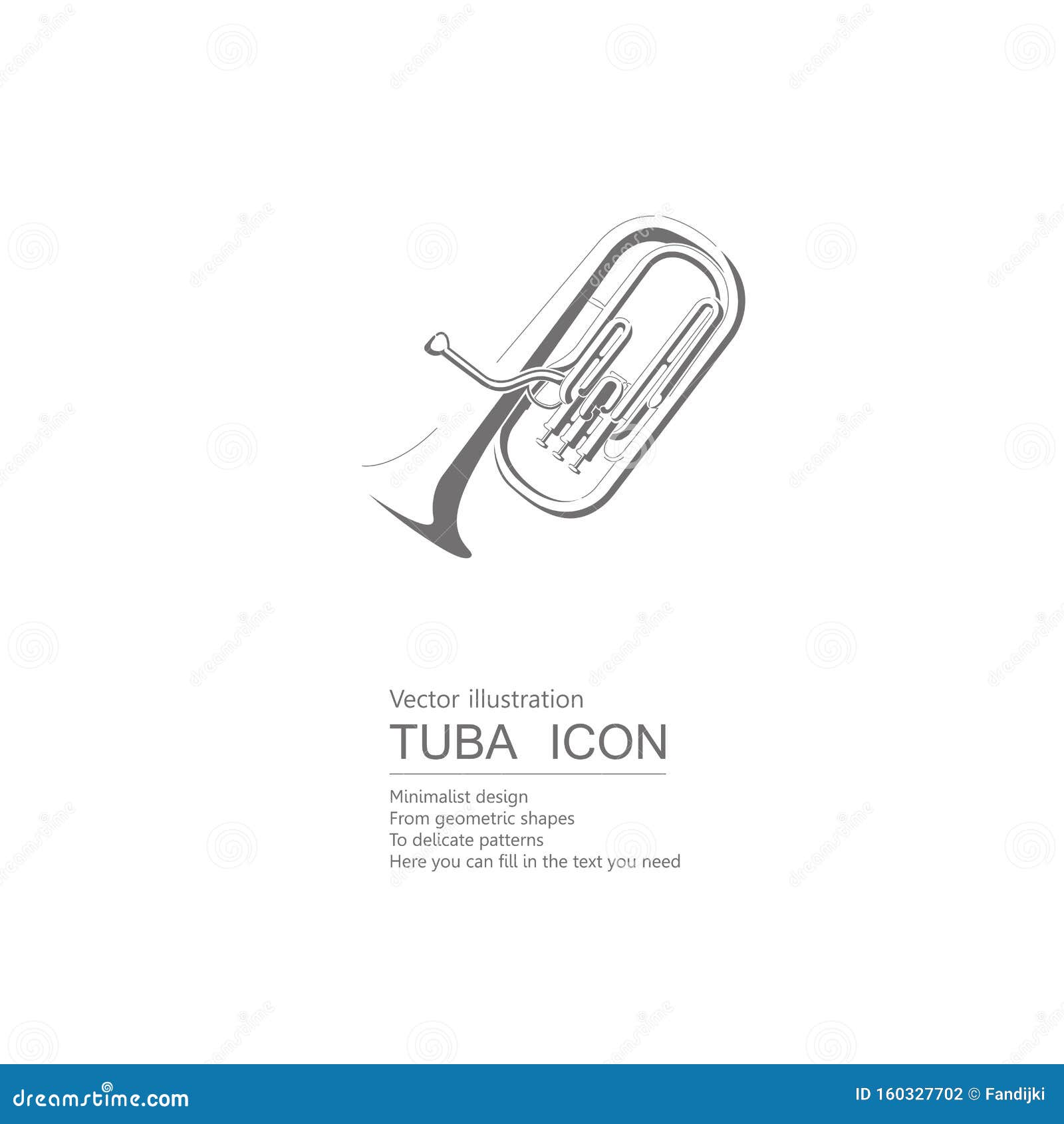 Vector drawn tuba. stock vector. Illustration of equipment - 160327702