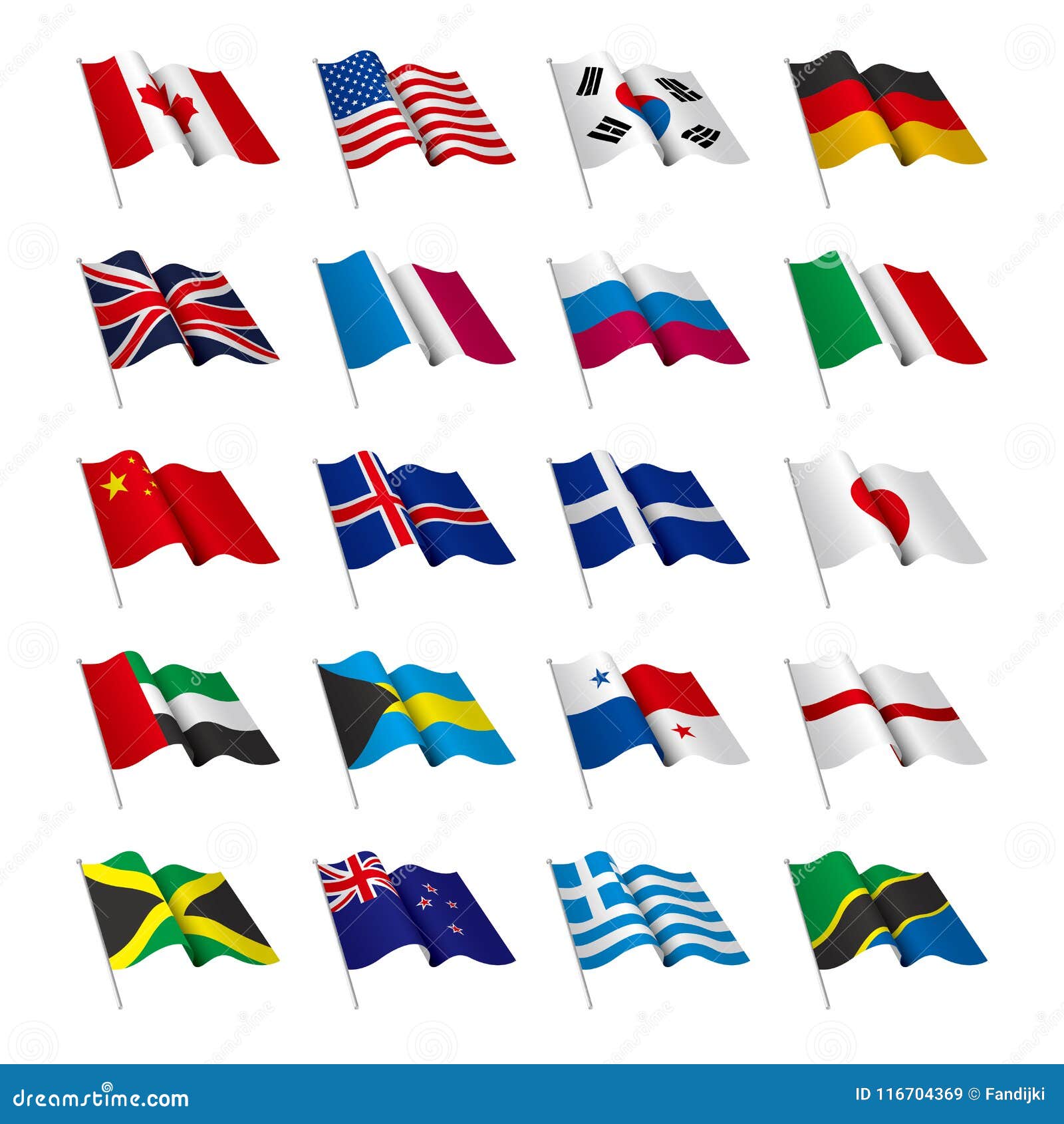 Vector Drawning National Flag Set. Stock Vector - Illustration of ...