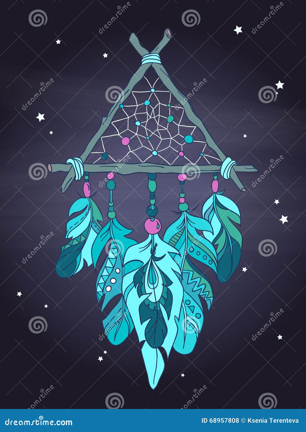 Vector Dreamcatcher Amulet. Ethnic Tribal Illustration Stock Vector ...