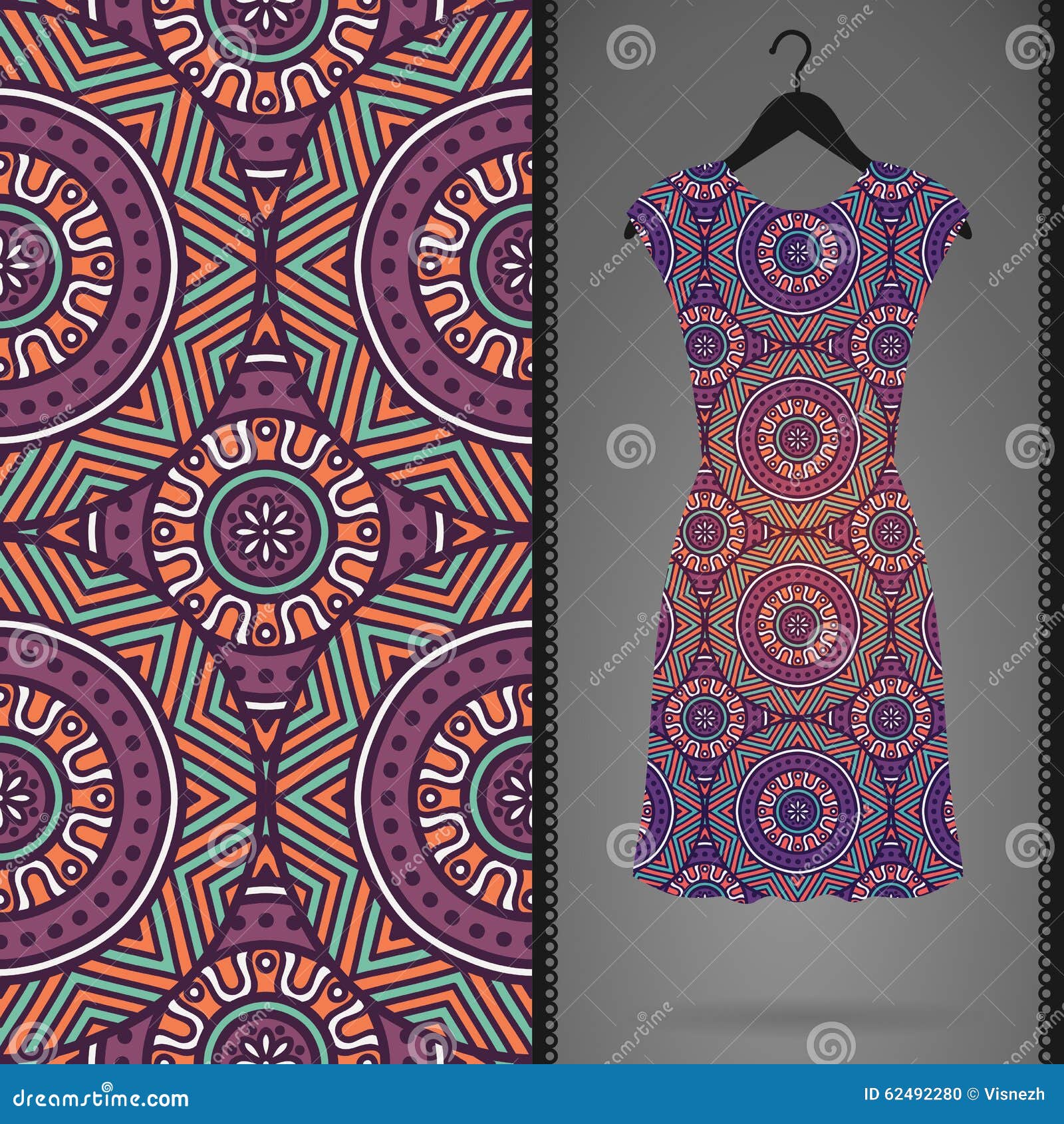 Vector Dress with Seamless Pattern Stock Vector - Illustration of ...