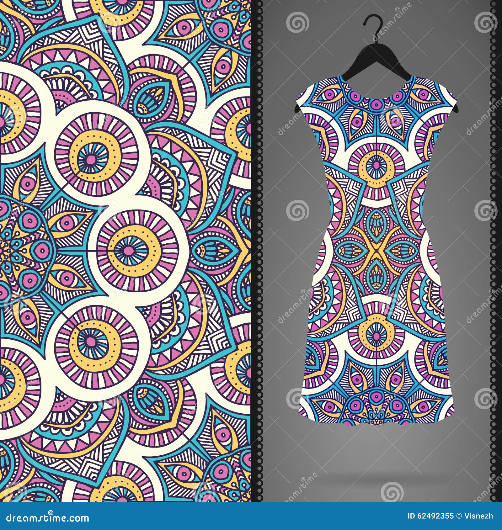 Vector Dress with Seamless Pattern Stock Illustration - Illustration of ...