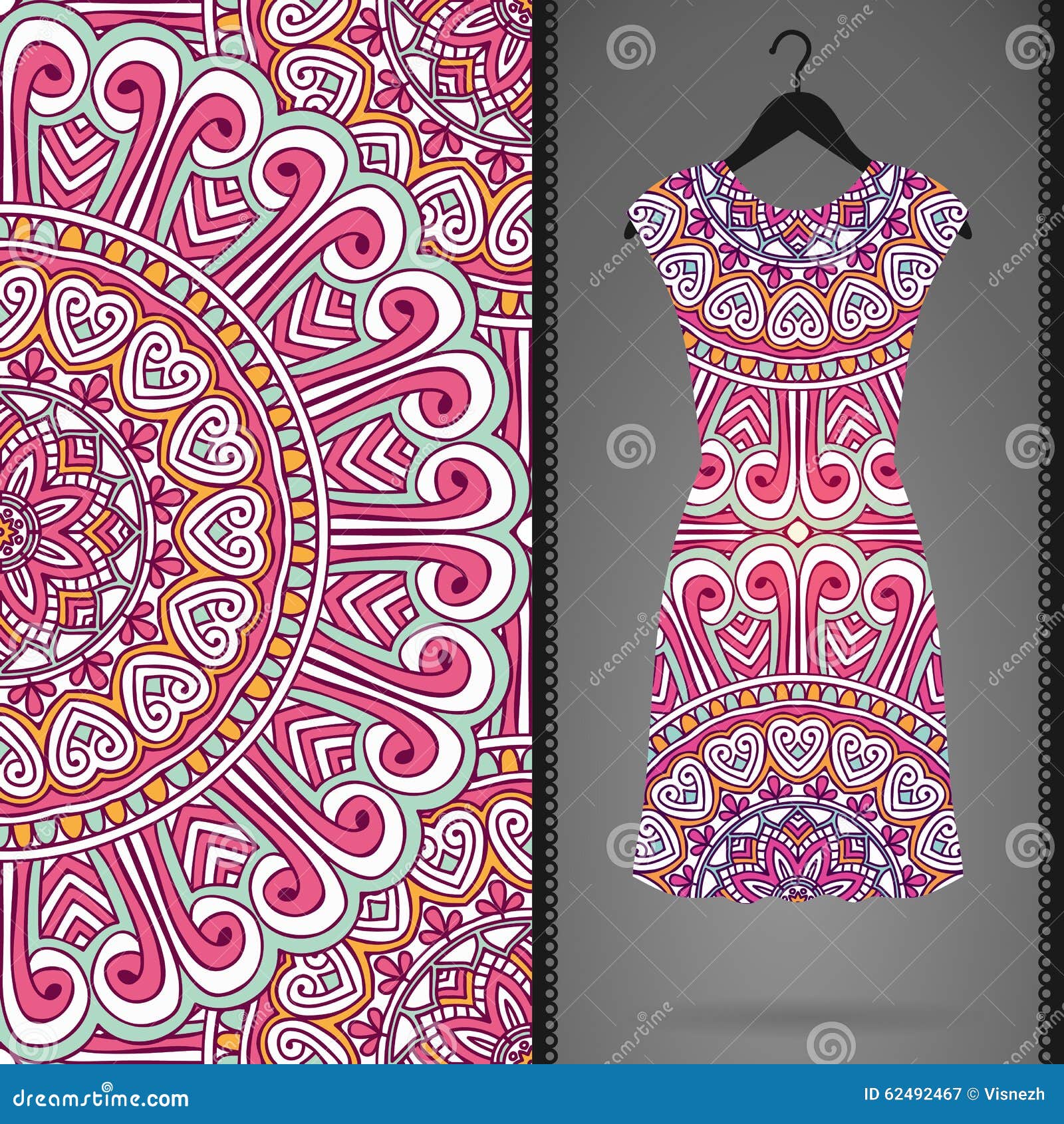 Vector Dress with Seamless Pattern Stock Illustration - Illustration of ...