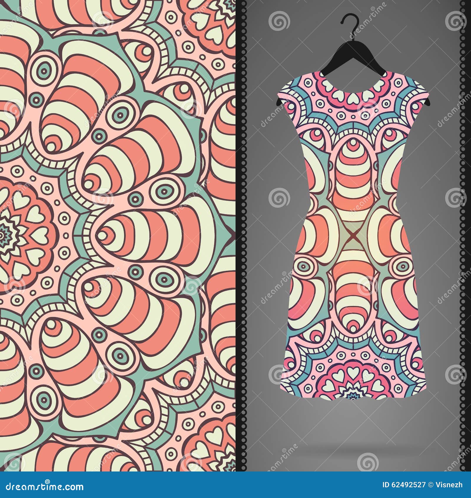 Vector Dress with Seamless Pattern Stock Illustration - Illustration of ...