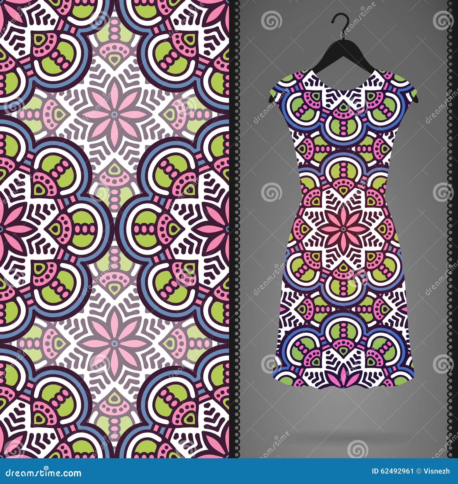 Vector Dress with Seamless Pattern Stock Vector - Illustration of ...