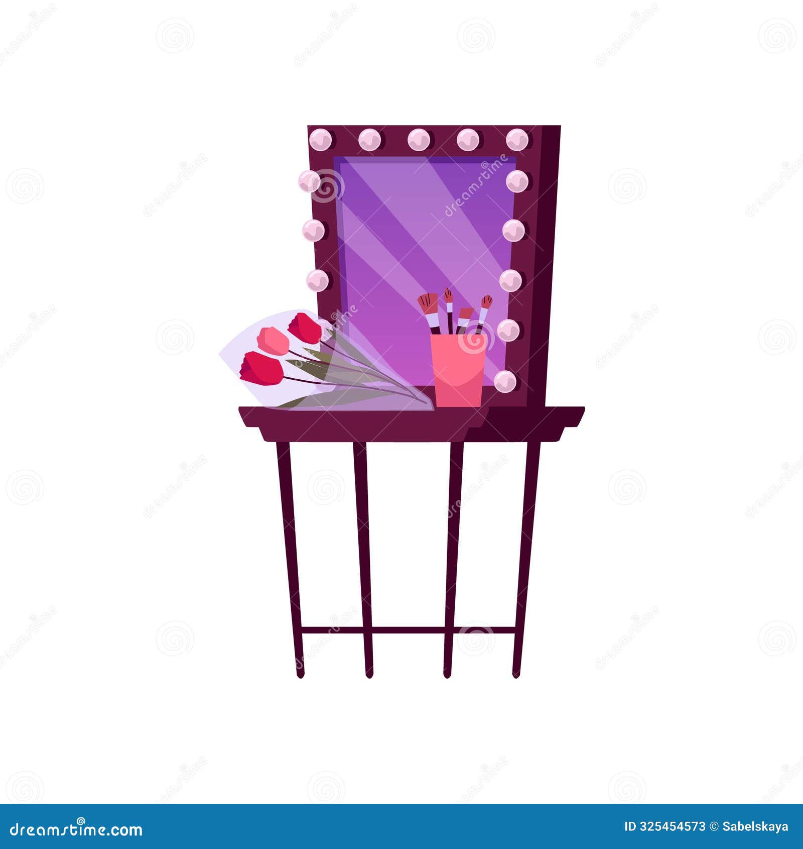 Vector of the Dressing Table in the Actors Room. Isolated Background ...