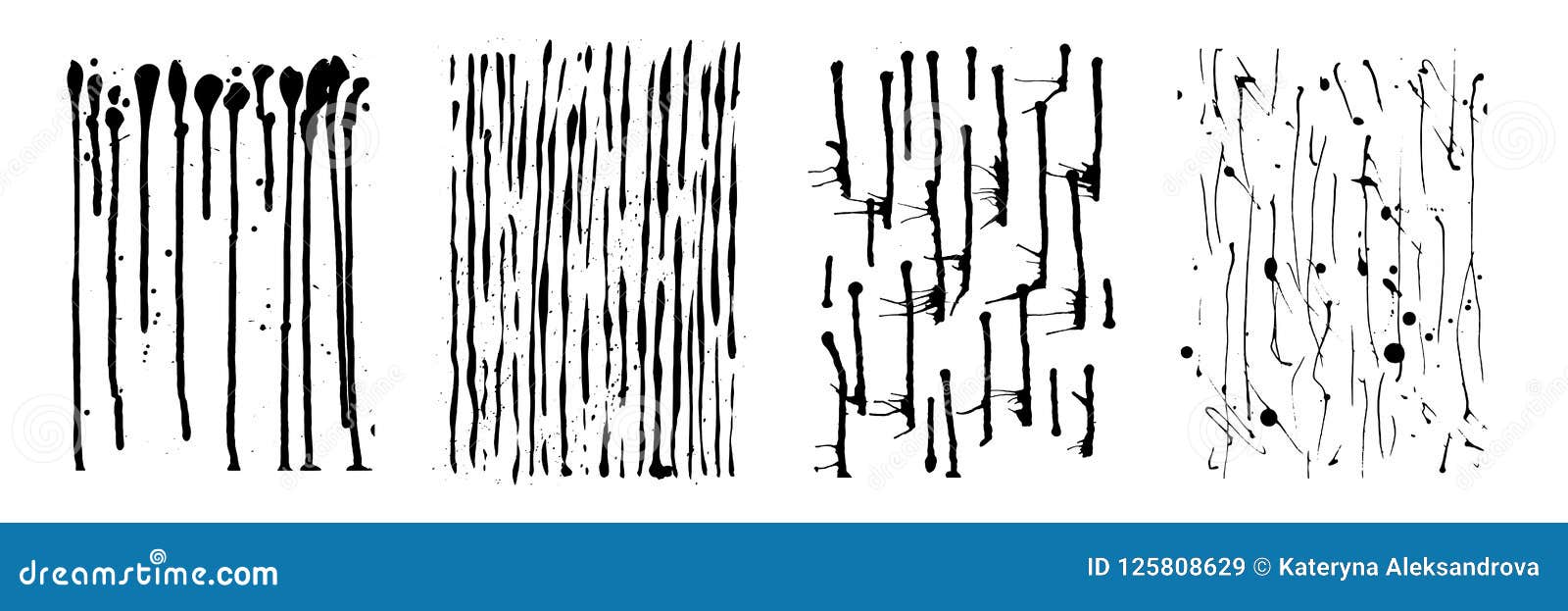 Vector Drips of Black Ink. Vertical Lines, Drops and Splashes Stock ...