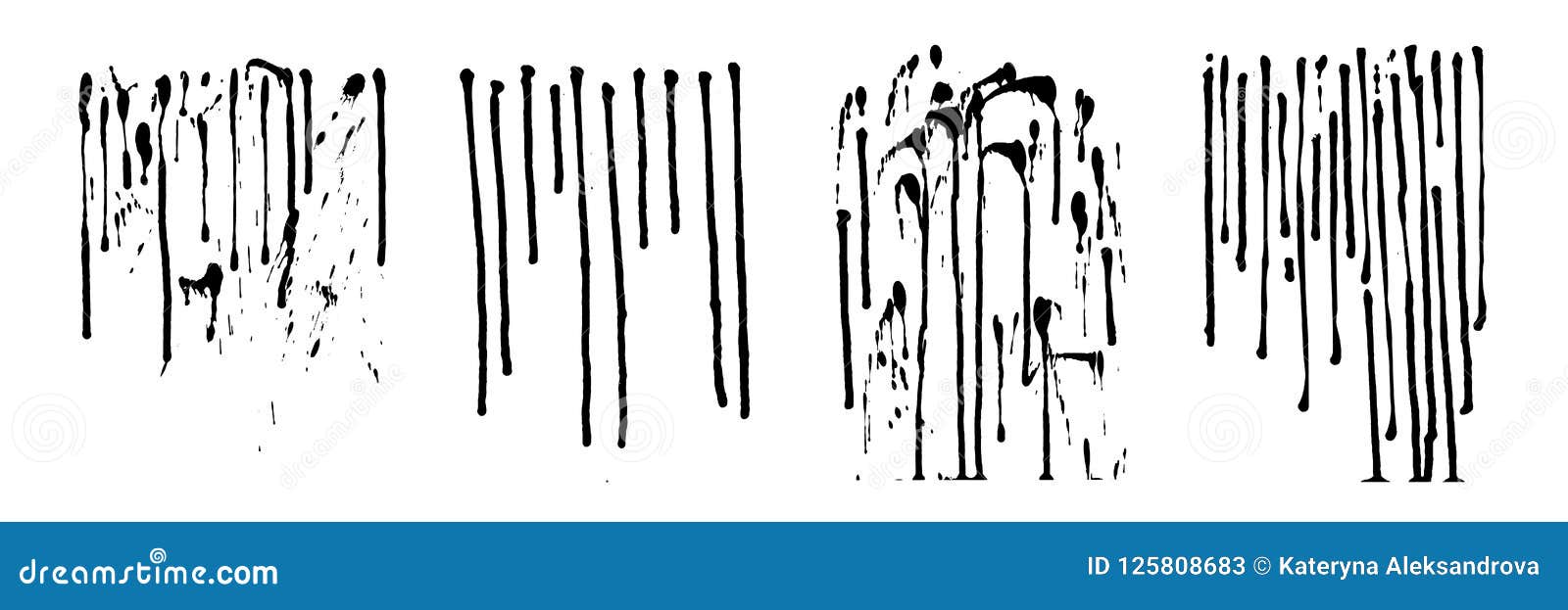 Vector Drips of Black Ink. Vertical Lines, Drops and Splashes Stock ...