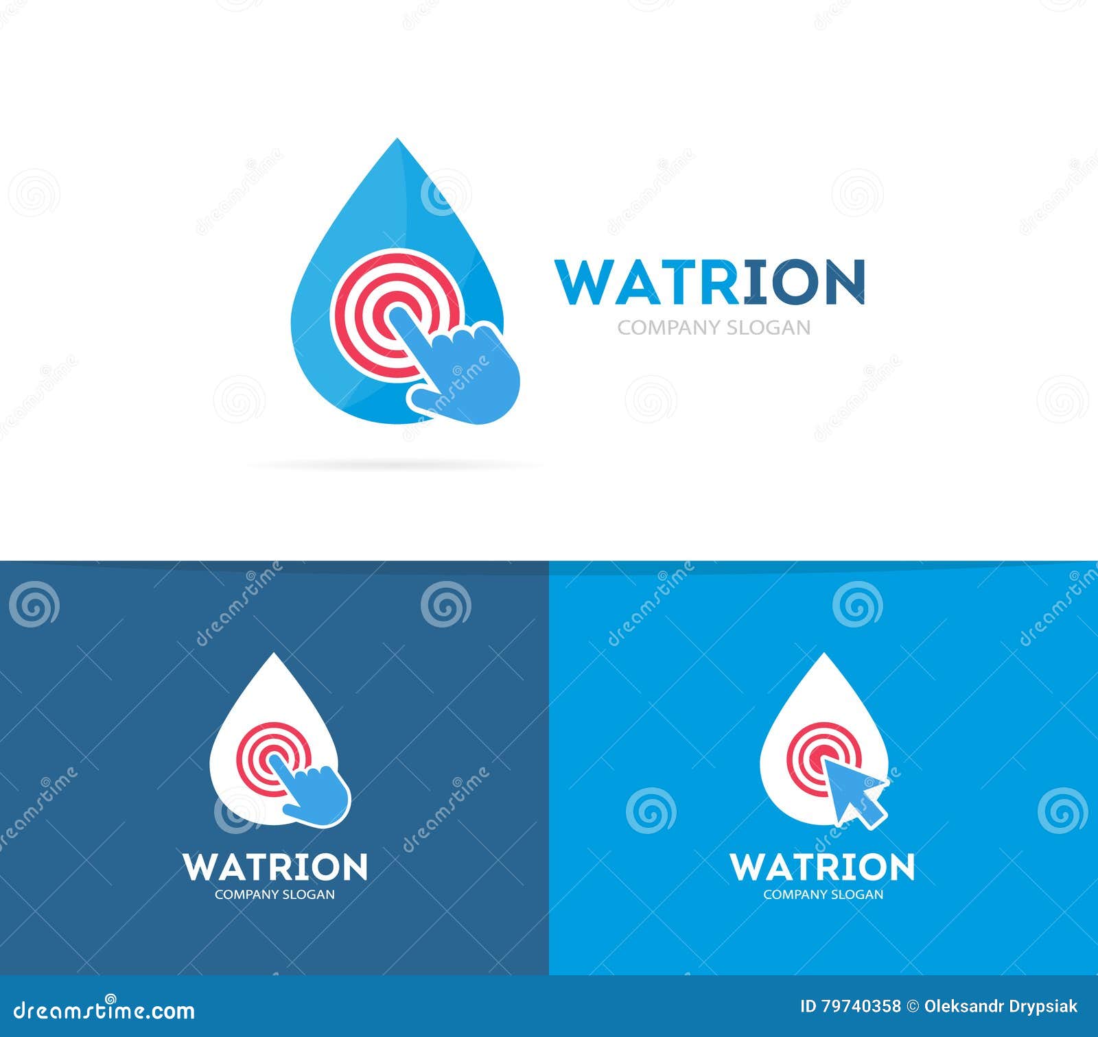 Vector Drop and Click Logo Combination. Aqua and Cursor Symbol or Icon ...