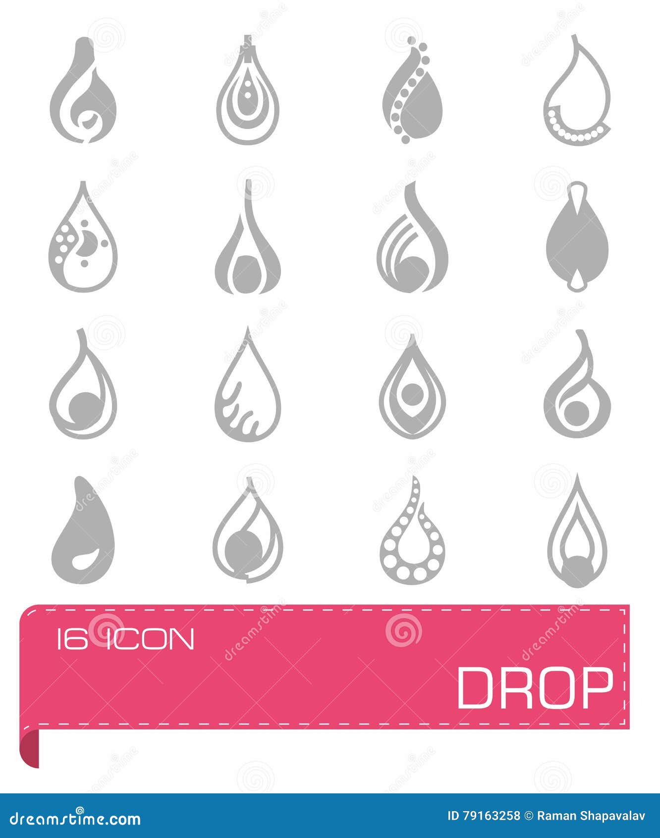 Vector Drop icon set stock vector. Illustration of drop - 79163258