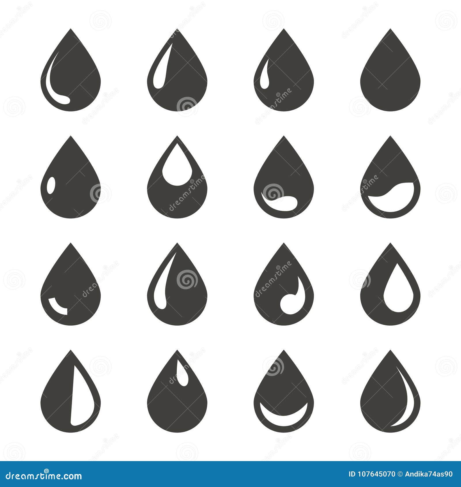 Vector Drop Icons on White Background Stock Vector - Illustration of ...