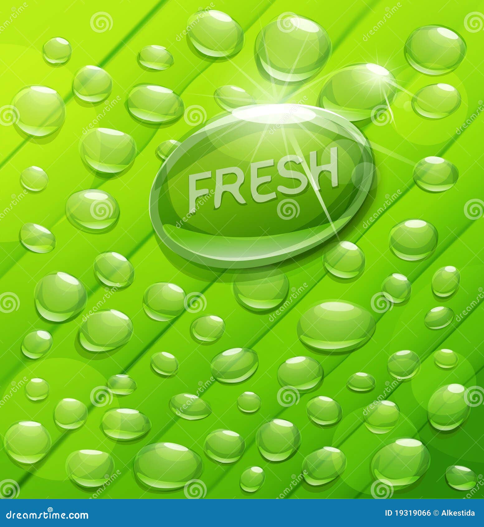 Vector Drops Of Dew On A Green Background Stock Vector - Illustration ...