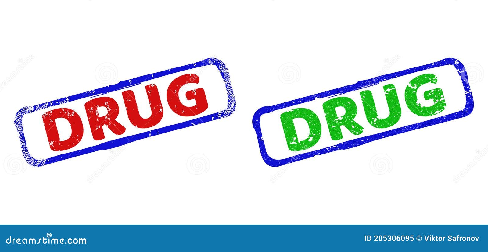 Drug Bicolor Rough Rectangular Stamps With Unclean Surfaces Stock