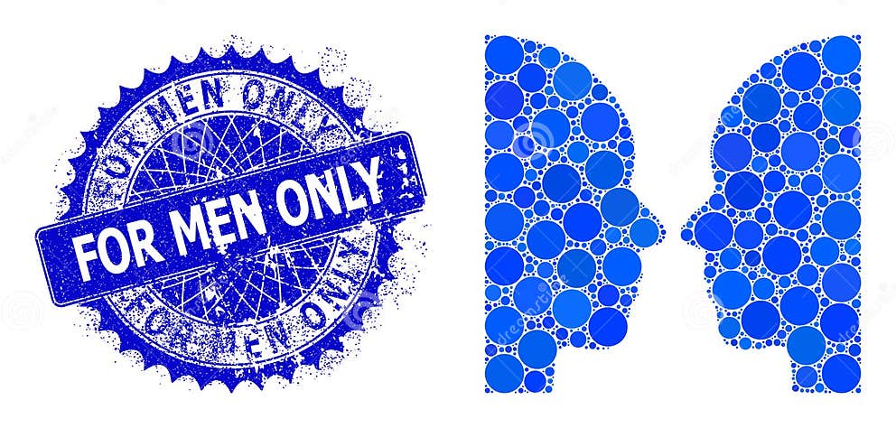 Vector Dual Faces Mosaic of Dots with Scratched for Men only Stamp Seal ...