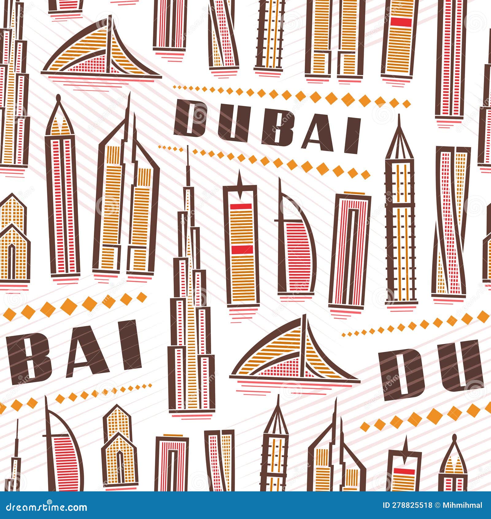 Vector Dubai Seamless Pattern Stock Vector - Illustration of landmark ...