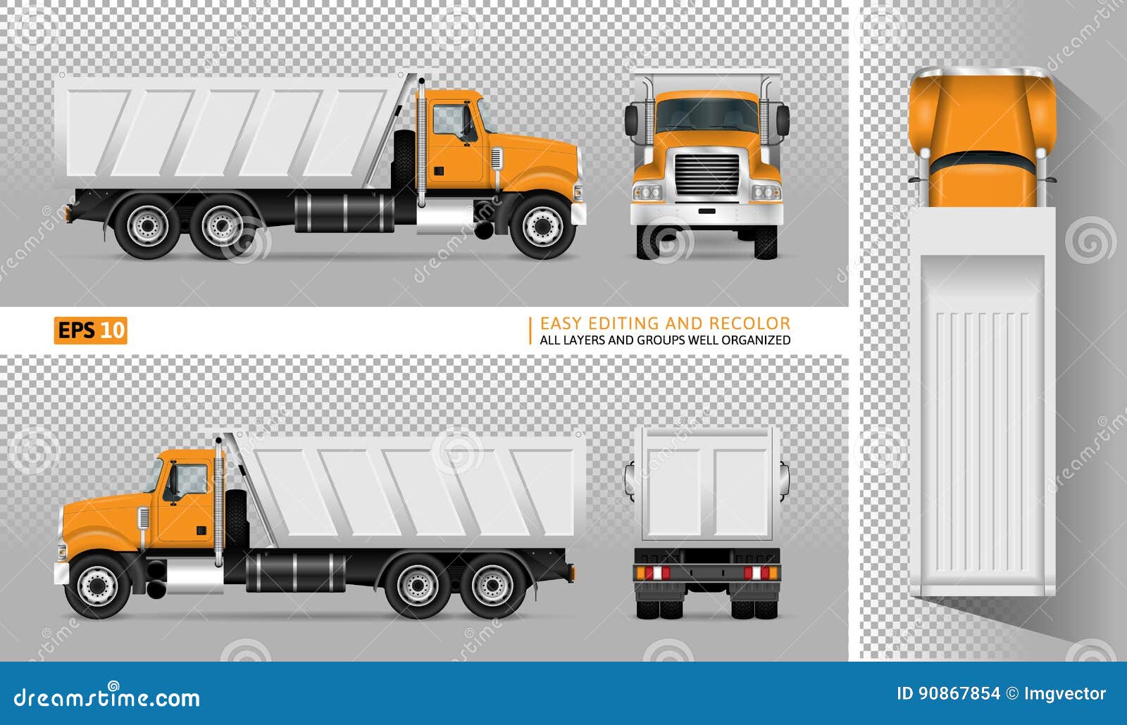 Vector dump truck stock vector. Illustration of side - 90867854