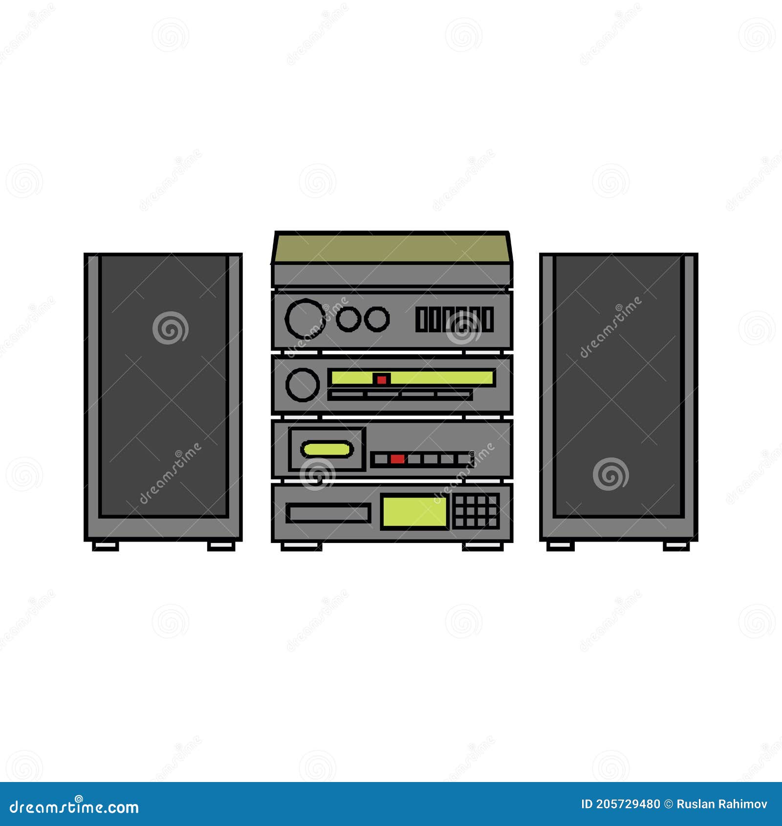 Vector Dvd and Music Hi-fi Player Isolated on a White Background in ...