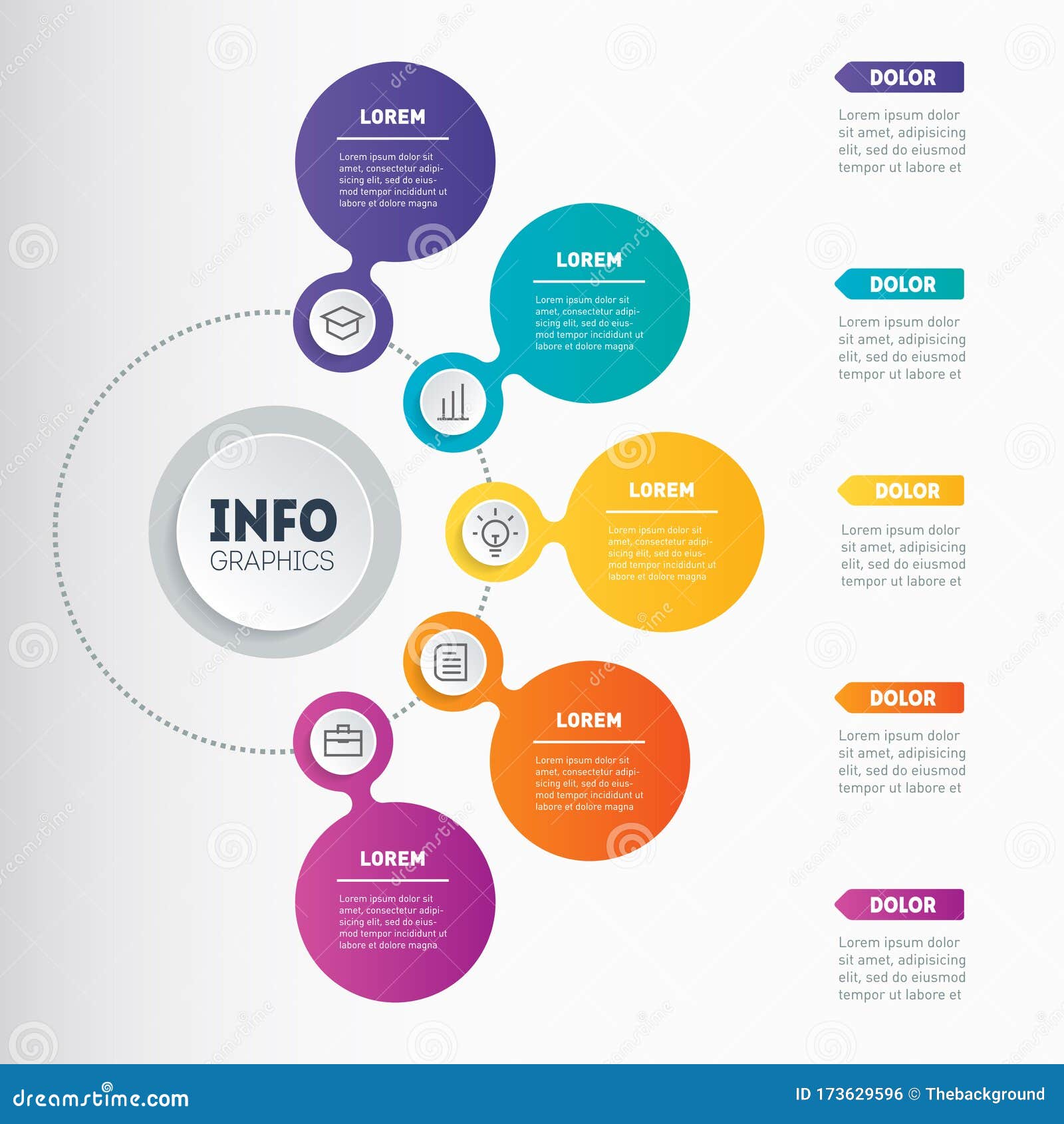 Vector Dynamic Infographics of Technology or Education Process with 5 ...