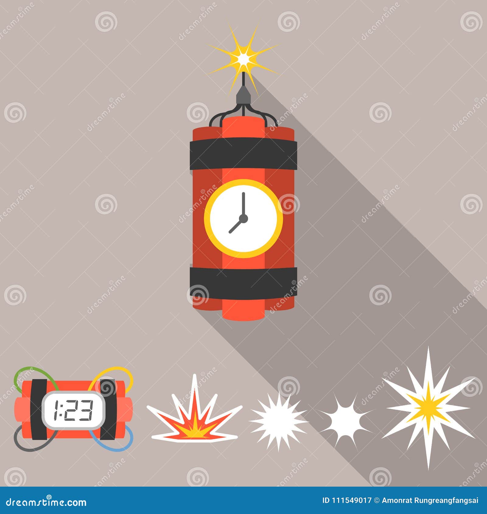 Vector dynamite icon set stock vector. Illustration of clock - 111549017