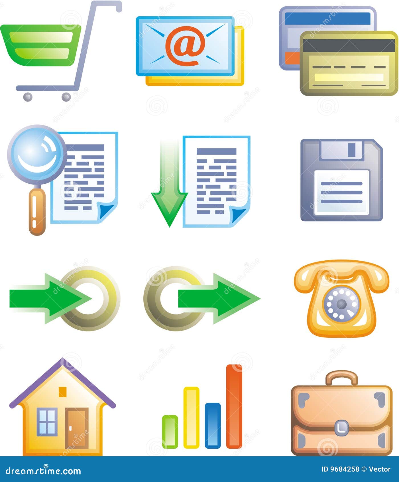 Vector E-Commerce Icon Set stock vector. Illustration of clipart - 9684258